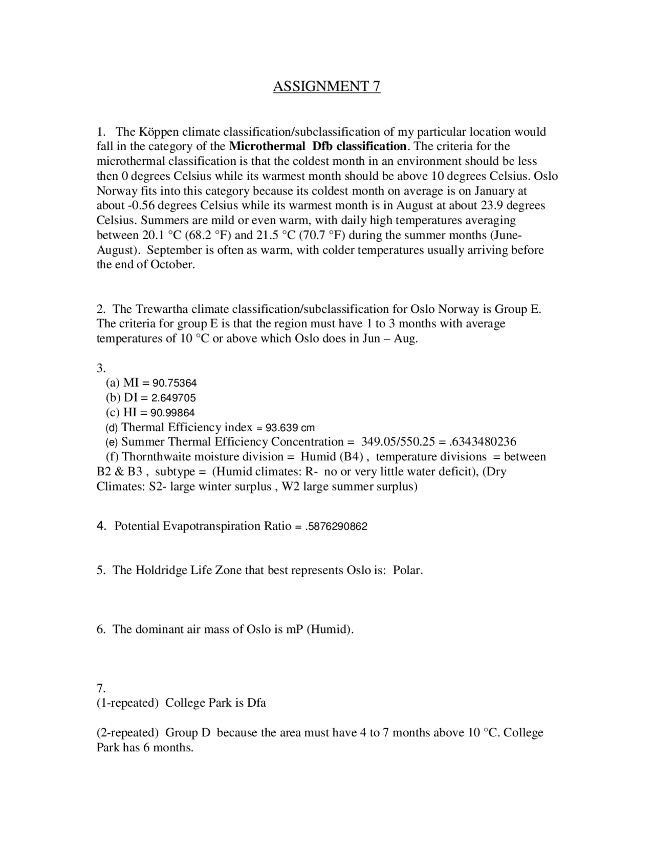 Introduction To Climatology Assignment 7 Geog 345 Docsity
