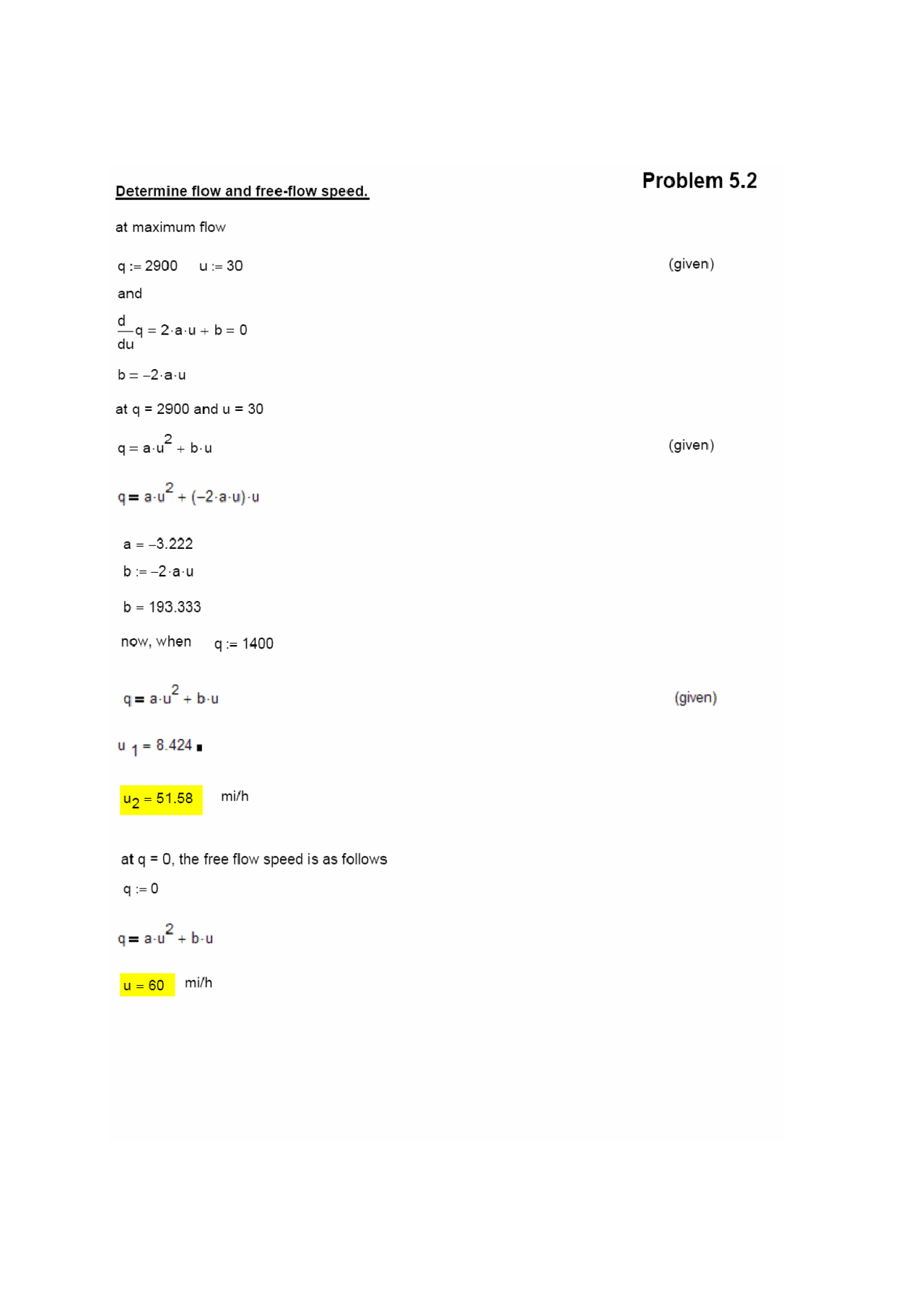 Homework 7 Problems Introduction To Transport Engineer Cee 3604
