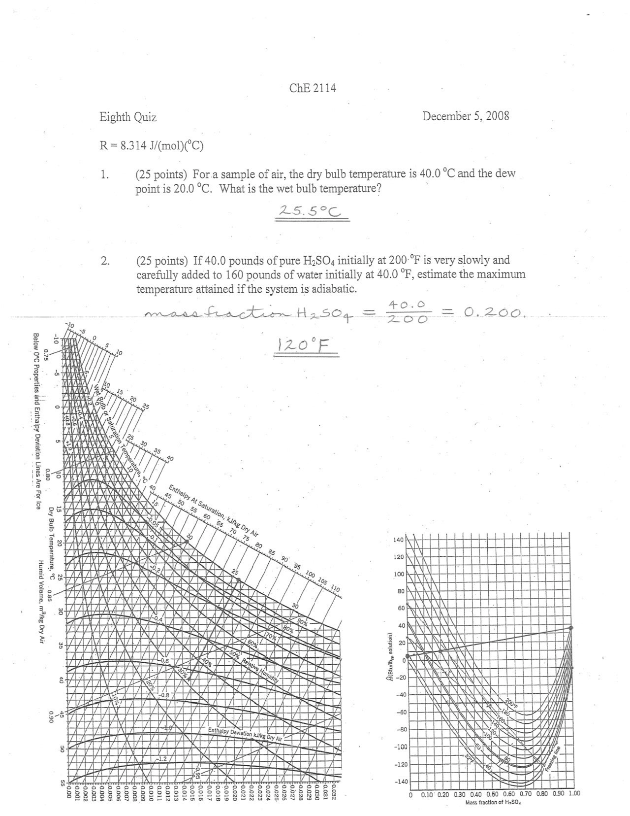 Mass And Energy Balances 8th Quiz Solved Exercises Che 2114 Docsity