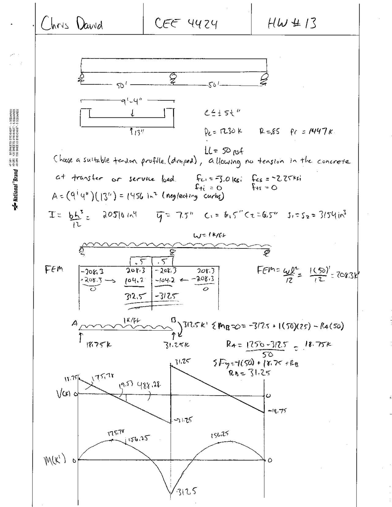 Determine Tendon Profile Assignment Solution | CEE 4424 - Docsity