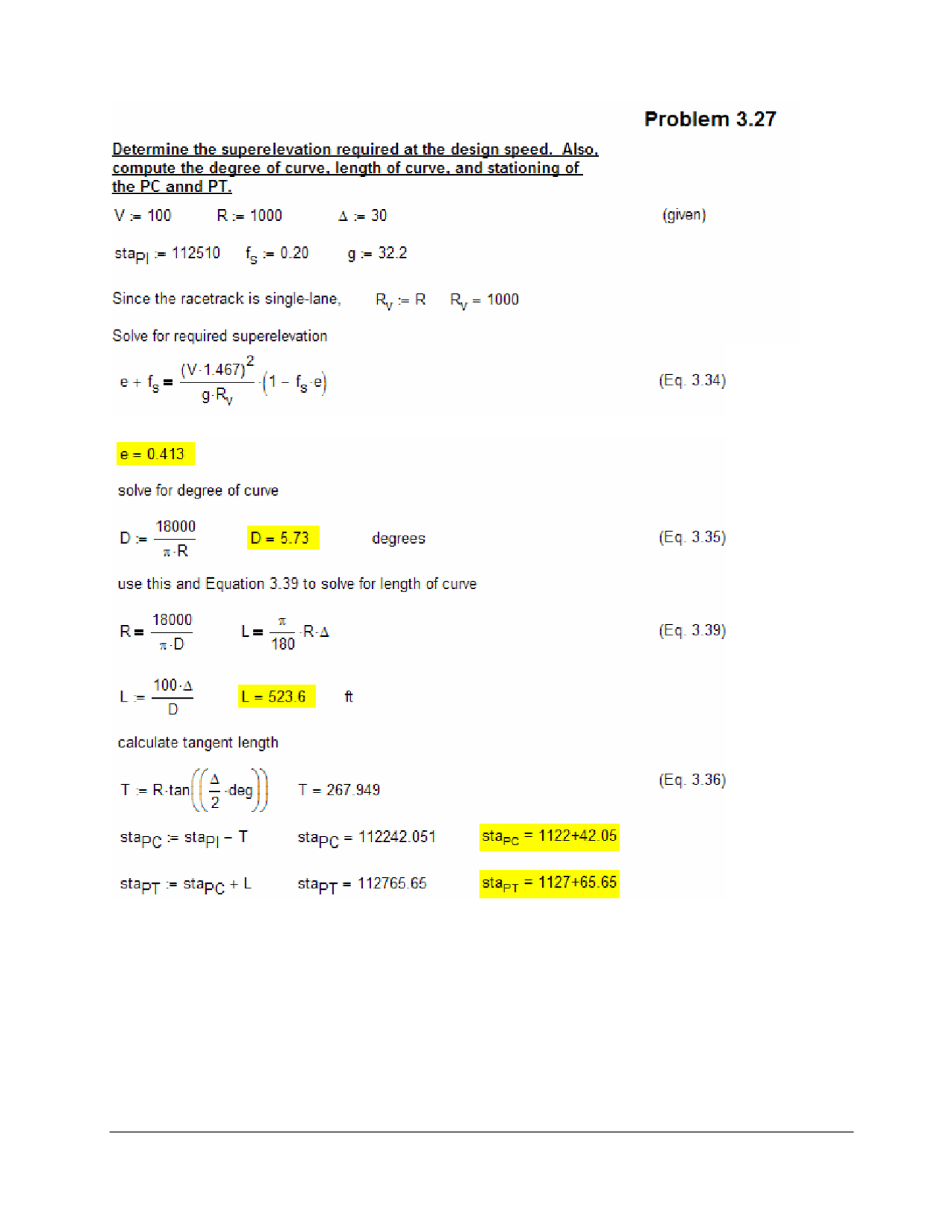 Determine Superelevation and Design Speed | CEE 3604 - Docsity