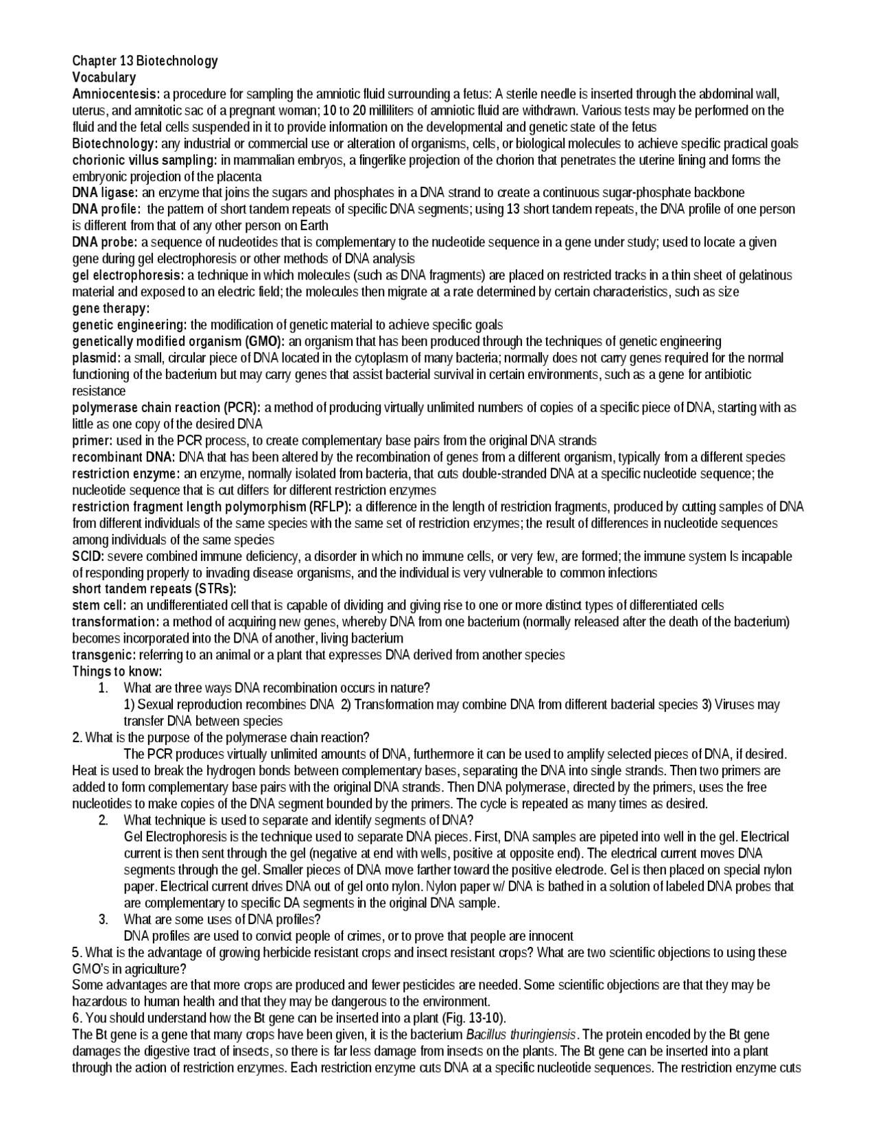 Biotechnology: Vocabulary and Techniques - Prof. Mary V. Lipscomb ...