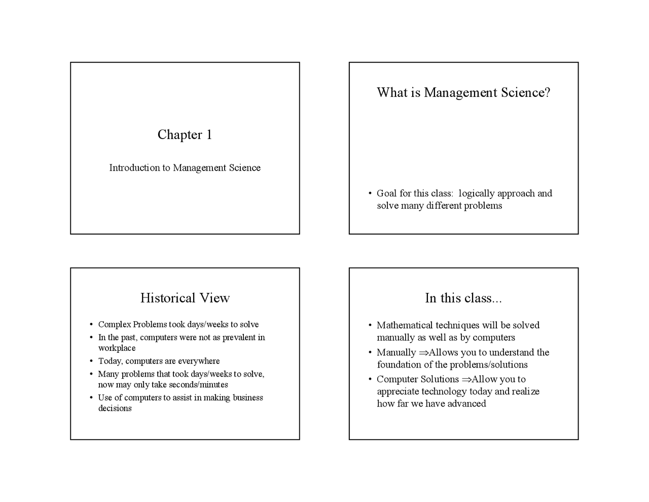 What is Management Science - Lecture Slides | FIN 3104 - Docsity