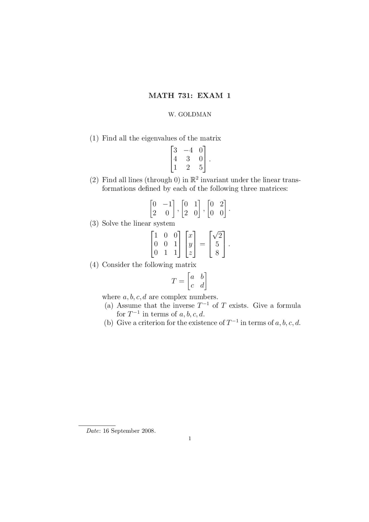 Exam 1 Questions Geometry Computer Graphics Math 431 Docsity