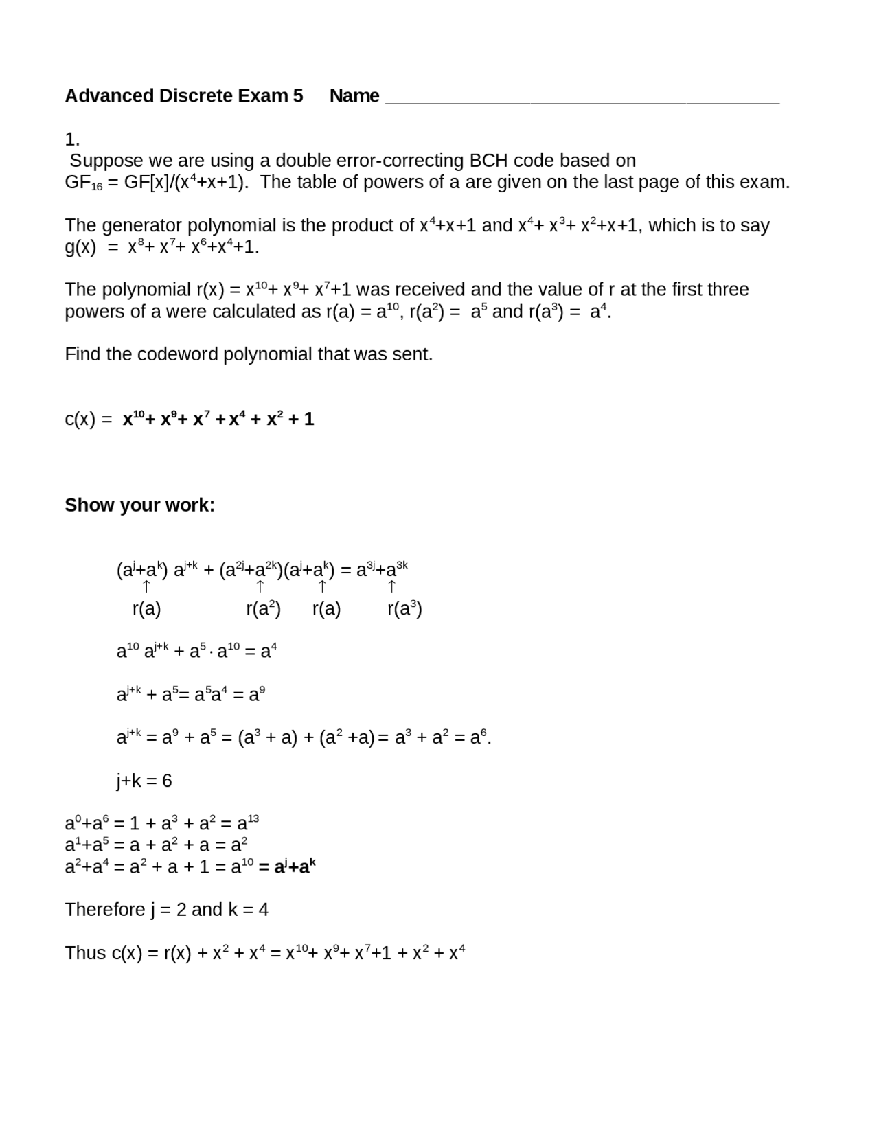 Exam 5 Unsolved Questions Advanced Discrete Cis 4930 Docsity