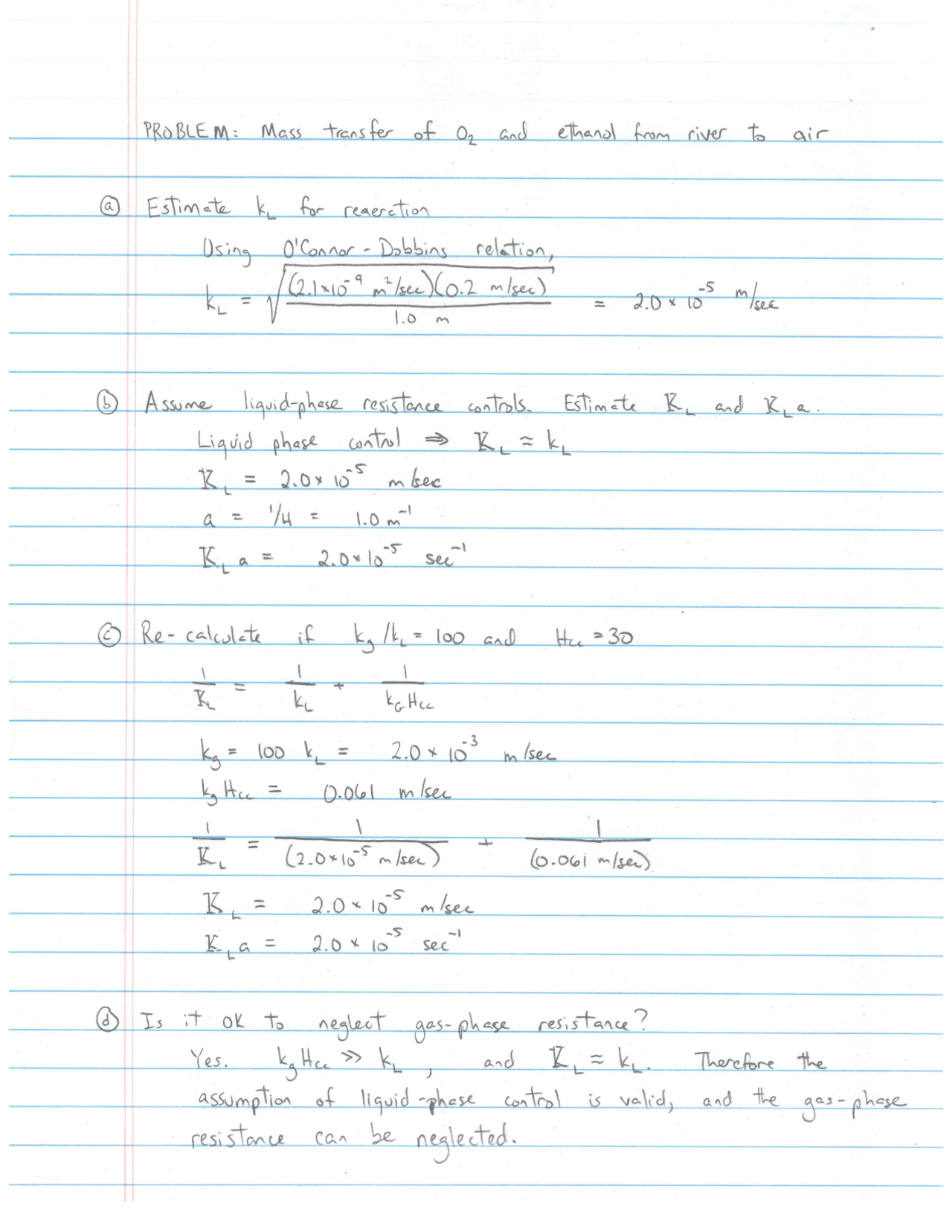 Estimate Kc Physical And Chemical Principles Of Environmental