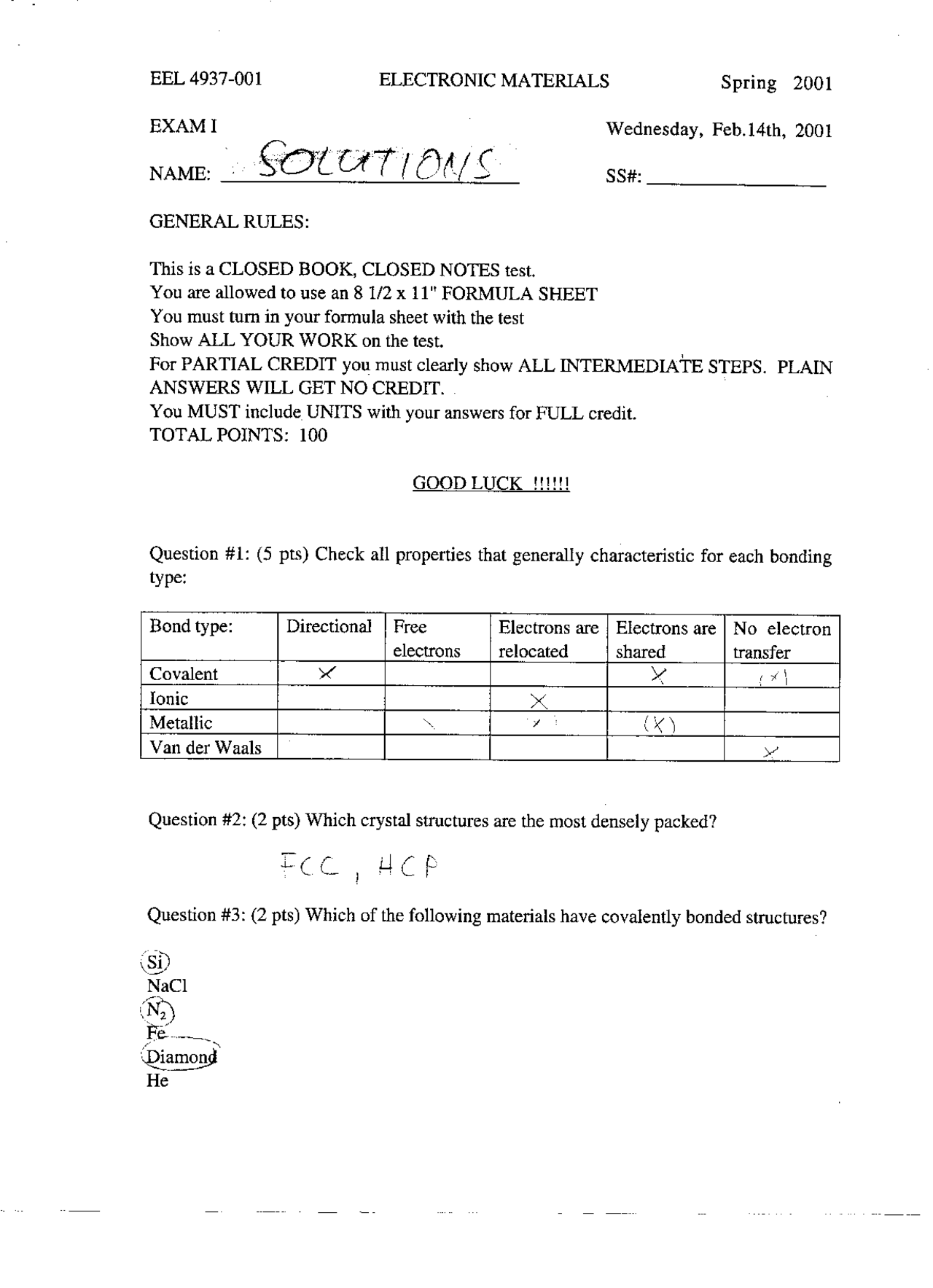 Exam 1 Solutions - IEEE Hardware Competition | EEL 4937 - Docsity