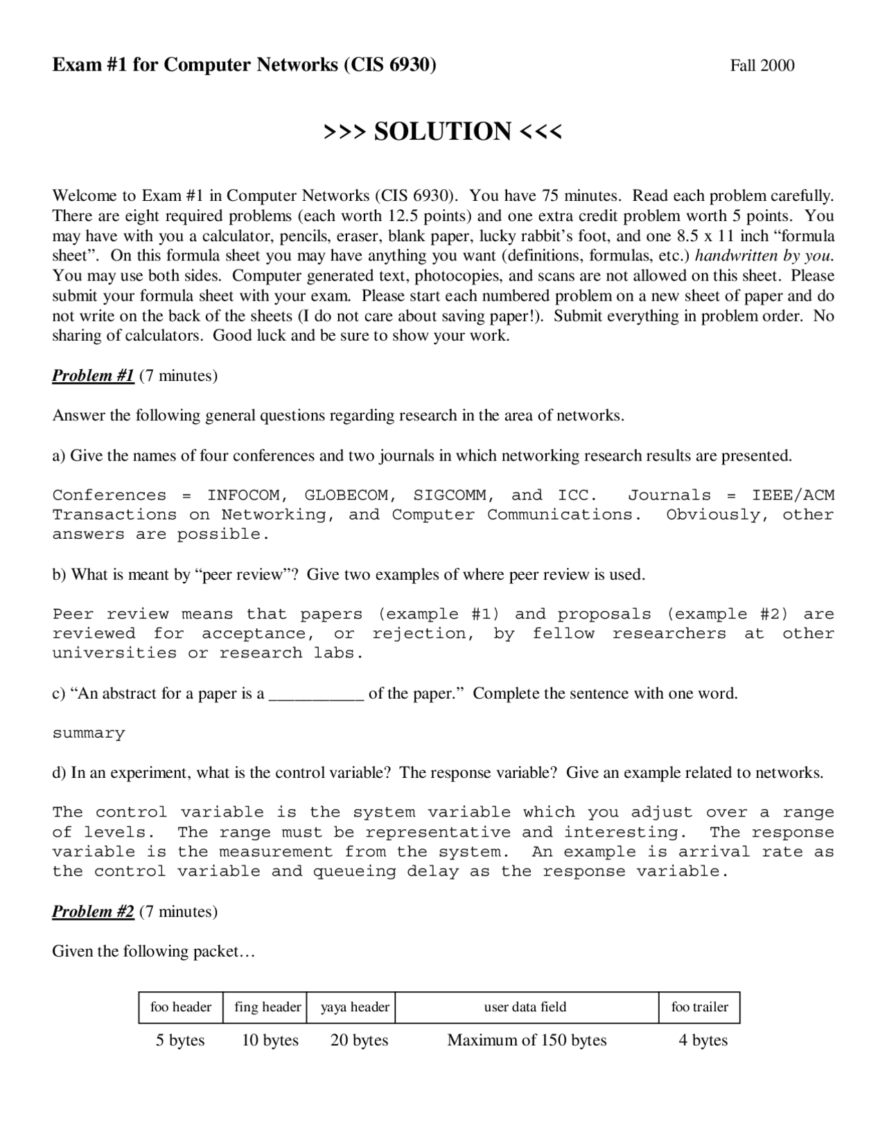 Solved Exam 1 For Computer Network On Biological Network Analysis Cis
