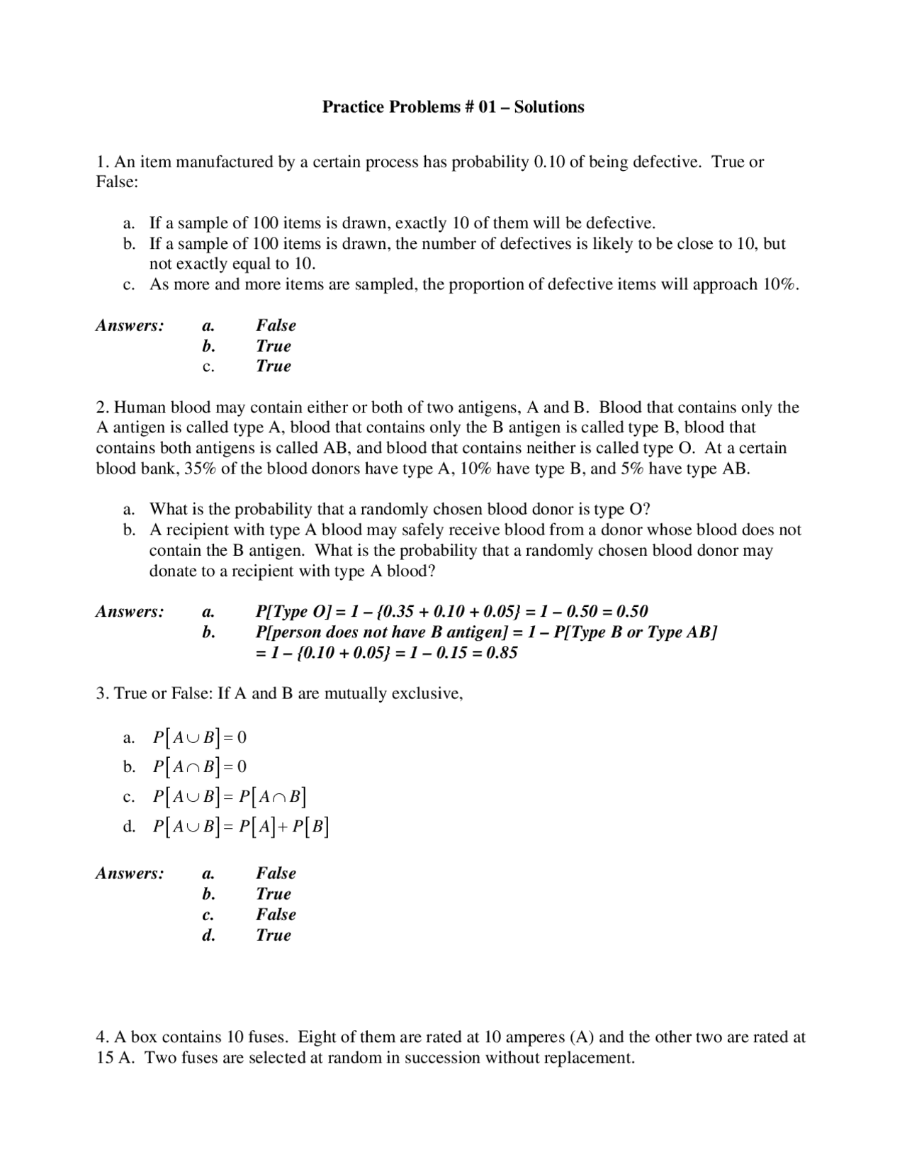 Solved Practice Problems #1 - Applied Statistic for Engineering and Science | STAT 541 ...