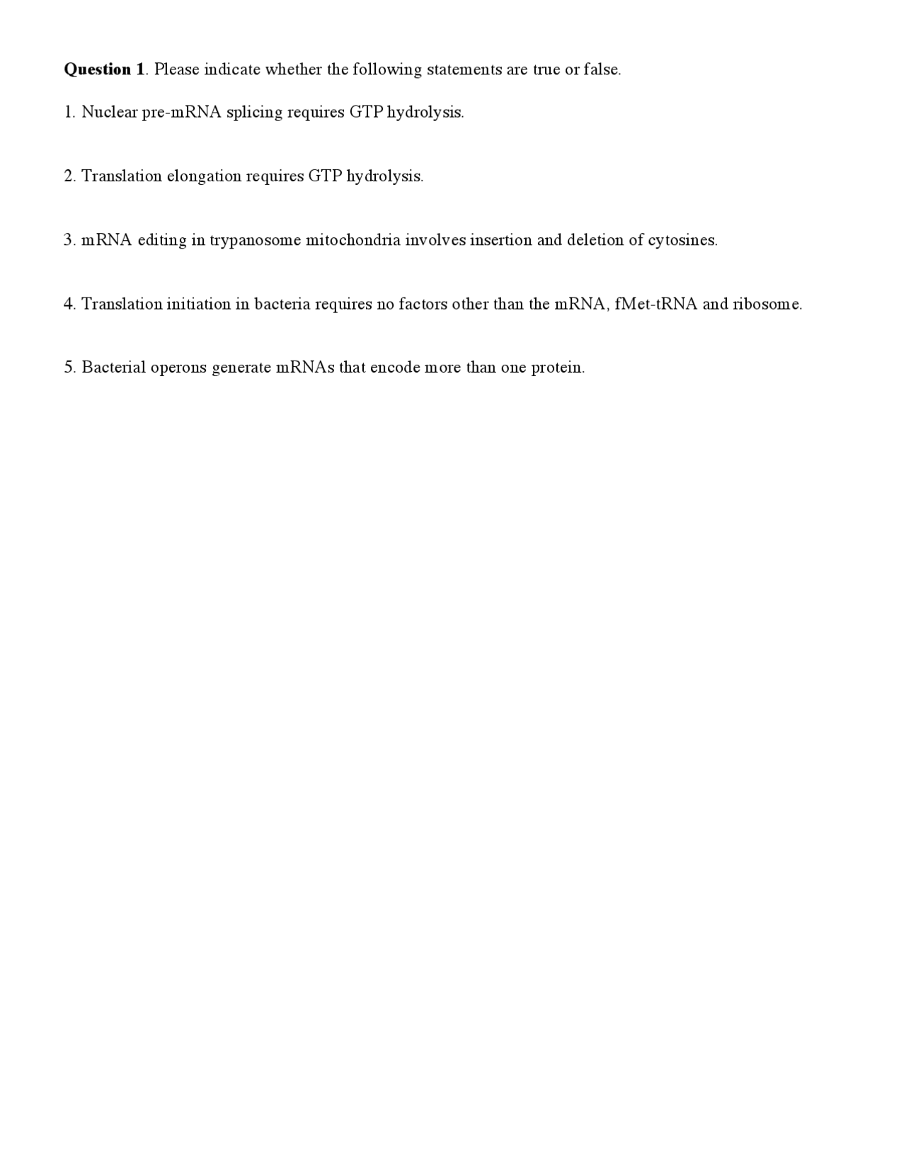 Practice Exam Questions For Molecular Biology Mcdb 3500 Docsity