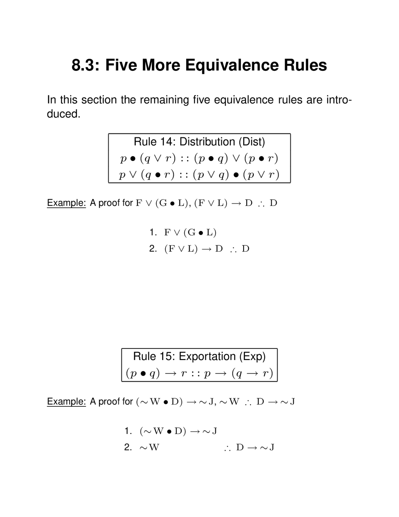 5 Equivalence Rules Honor Introduction To Logic Lecture Notes