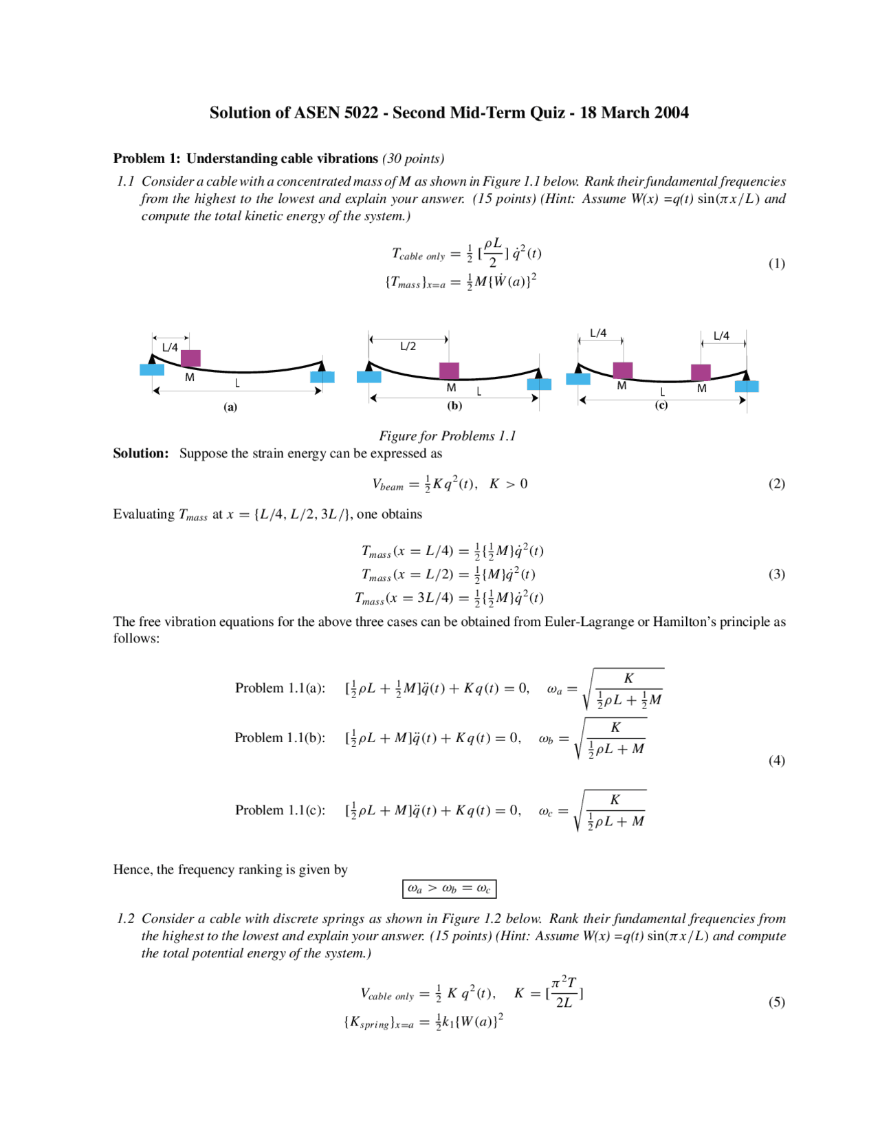 Midterm 2 Problems On Dynamics Of Aerospace Structures With Solutions