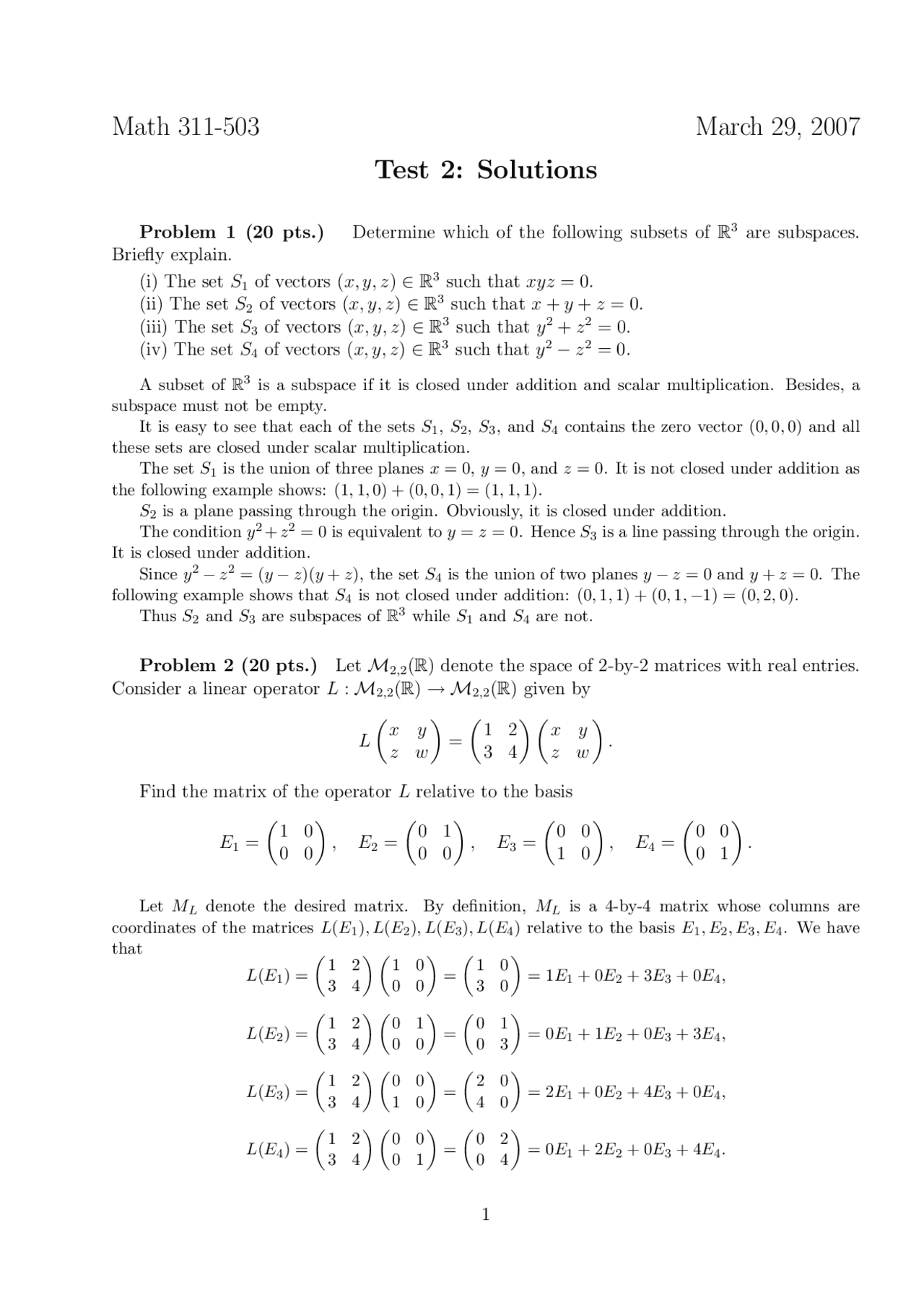 Topics in Applied Mathematics I - Resolution for Test 2 | MATH 311 ...