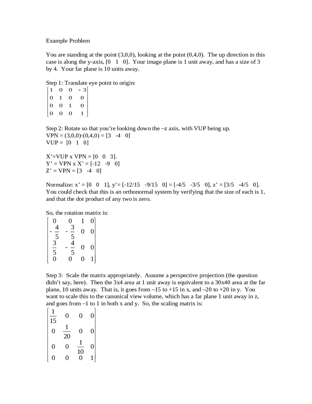 Example Problem Of Computer Graphics Exam Cpsc 441 Docsity
