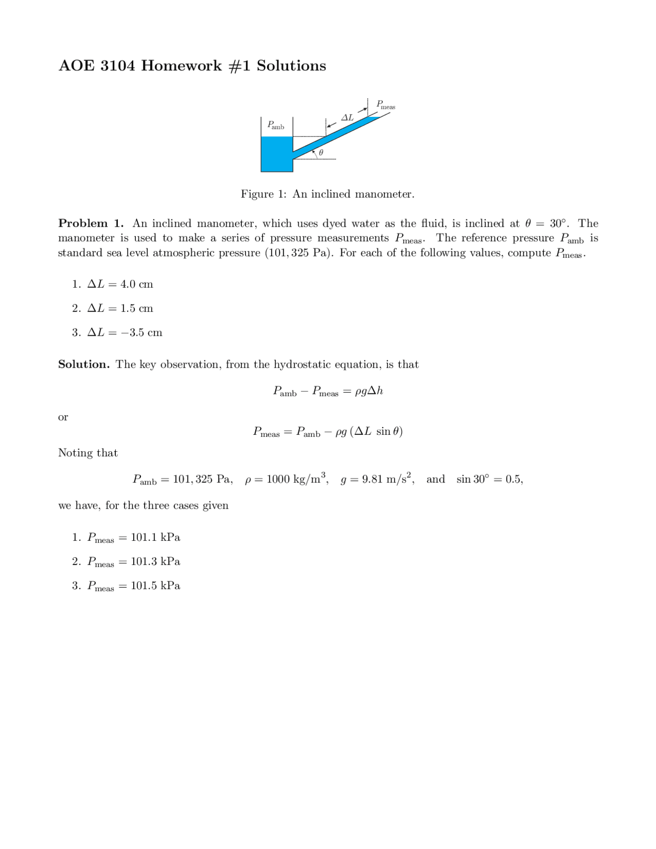 Homework 1 Solutions Aircraft Performance Aoe 3104 Docsity