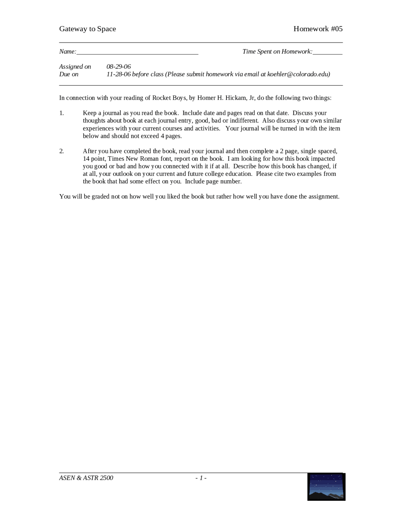 Homework 5 Problems Gateway To Space Astr 2500 Docsity