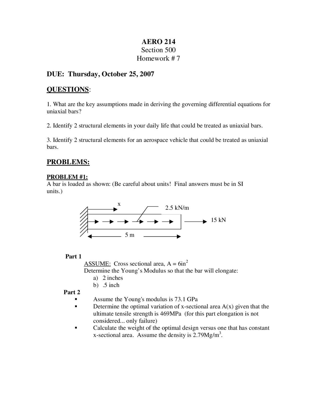 Homework 7 | Introduction to Aerospace Mechanics of Materials | AERO 214 - Docsity