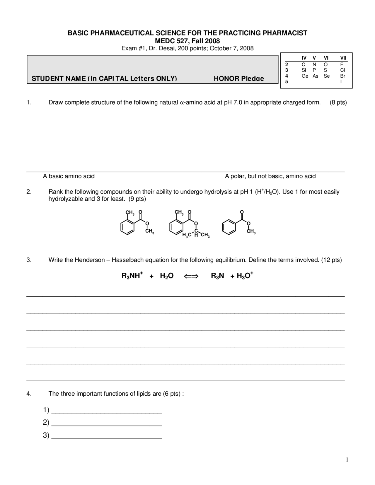 20 Questions On The Basic Amino Acids Examination 1 Medc 527 Docsity