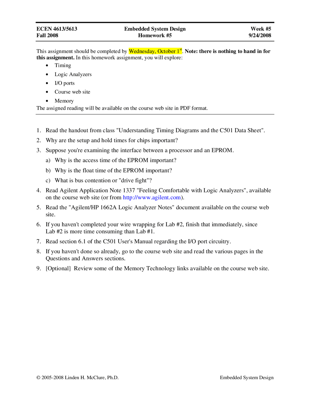 Assignment 5 Embedded System Design Ecen 4613 Docsity