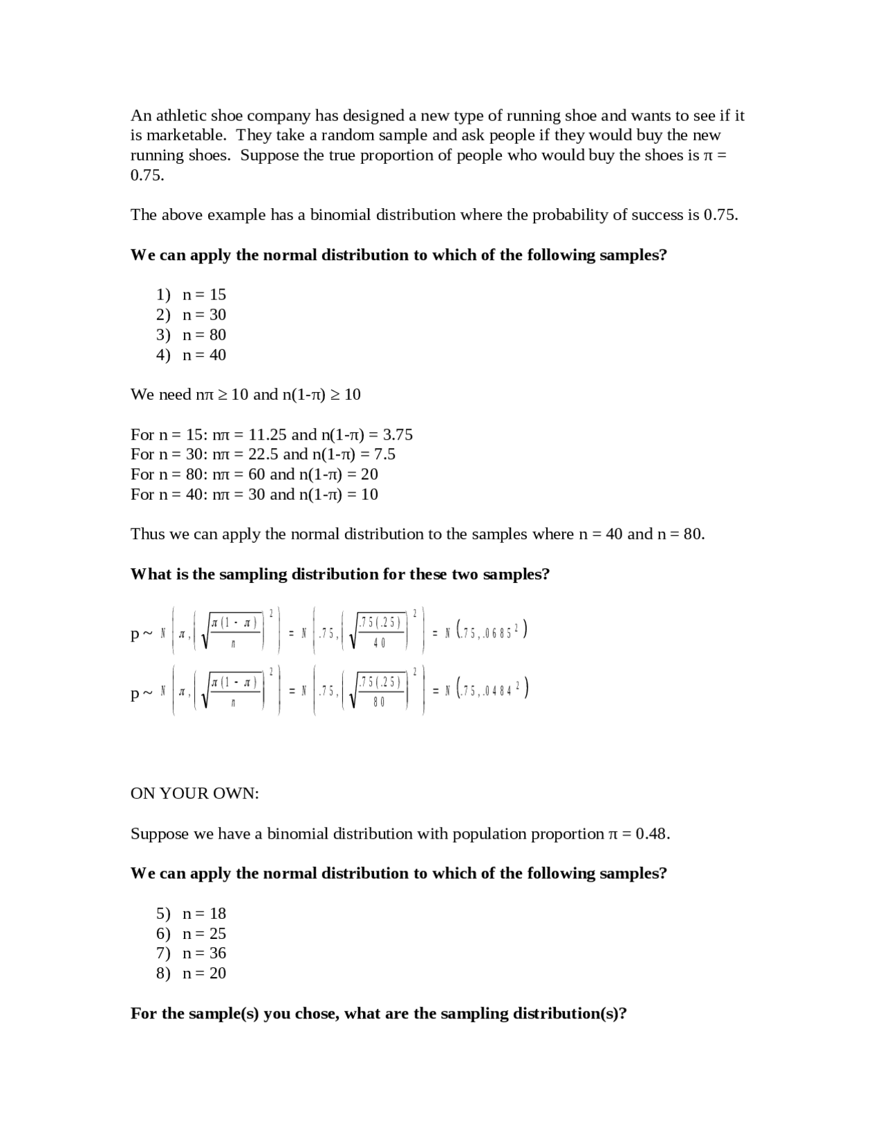 Normal Sample Distribution Statistical Methods Stat 303 Docsity