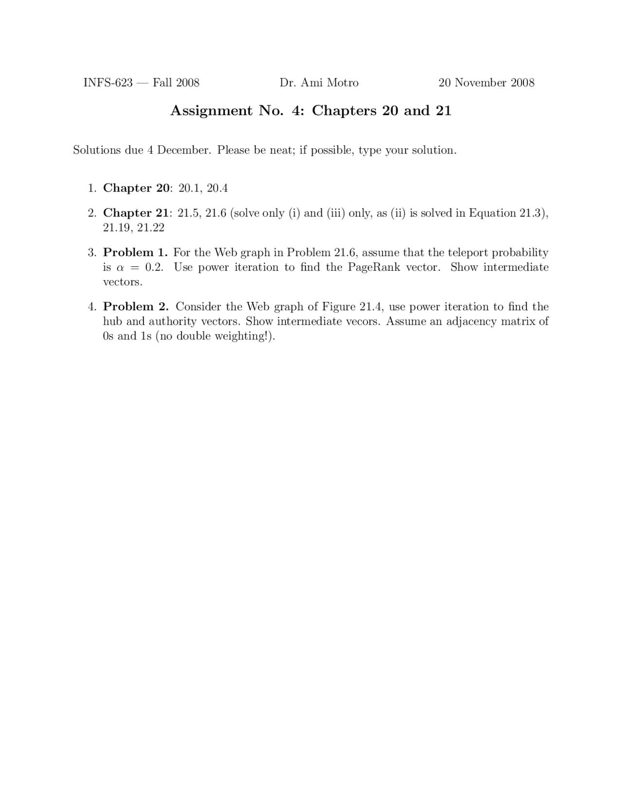Problems On Web Search Engines Recommendation Systems For Assignment 4