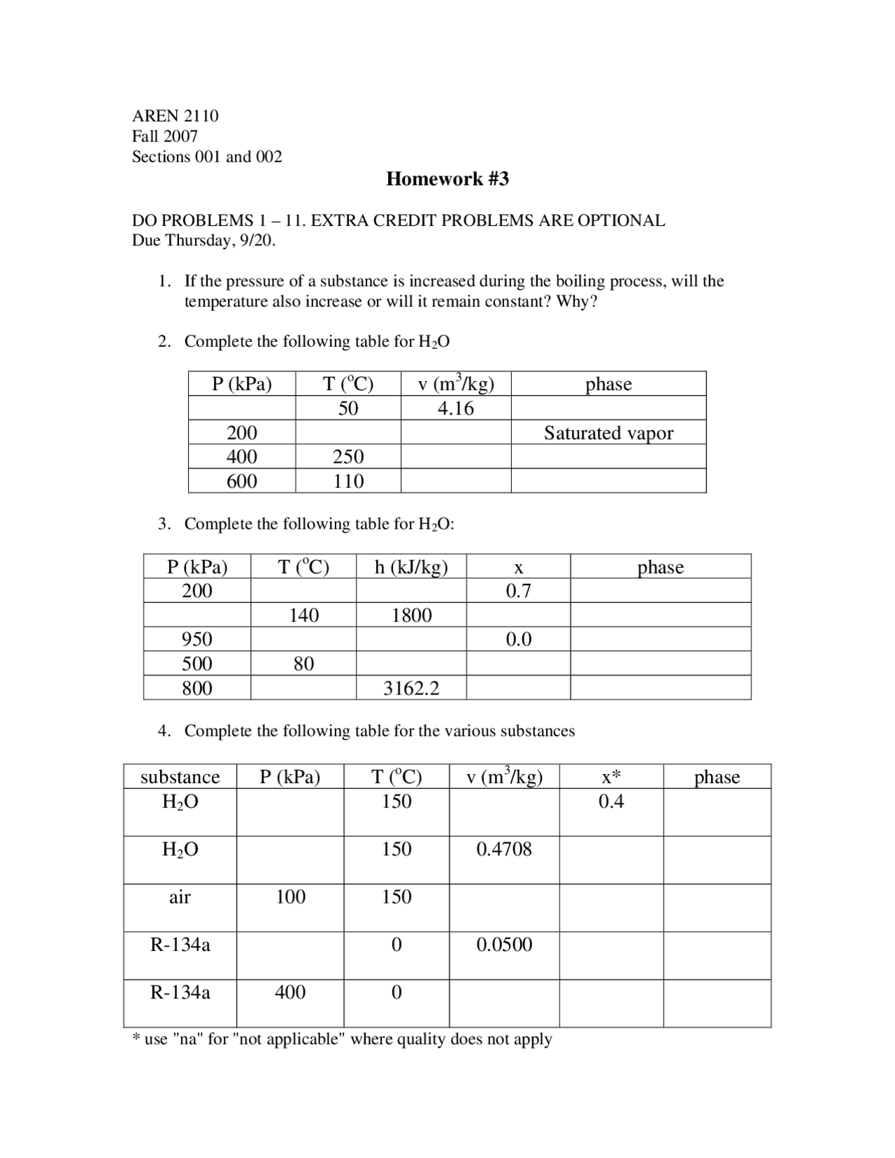 Homework 3 Questions Thermodynamics Aren 2110 Docsity