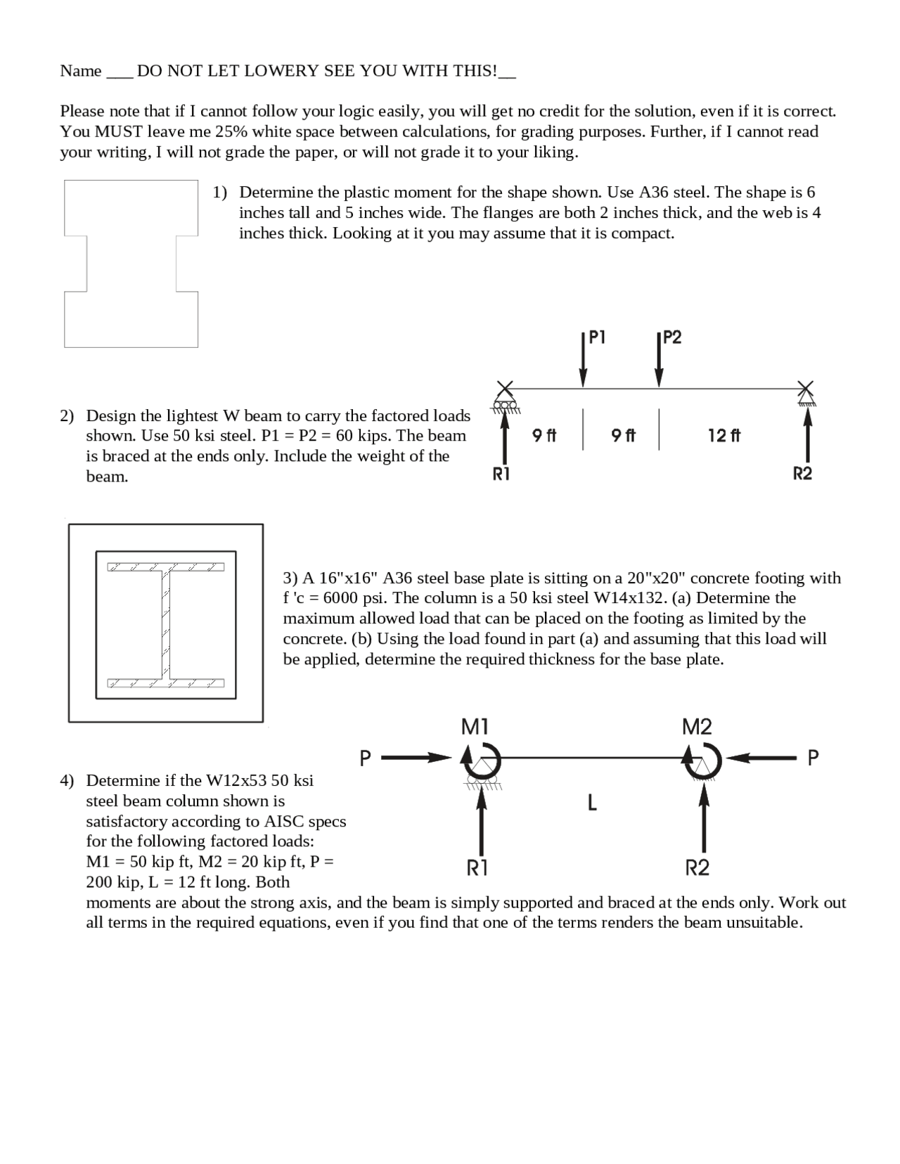 4 Questions Of Structure Concrete Design Quiz Cven 446 Docsity