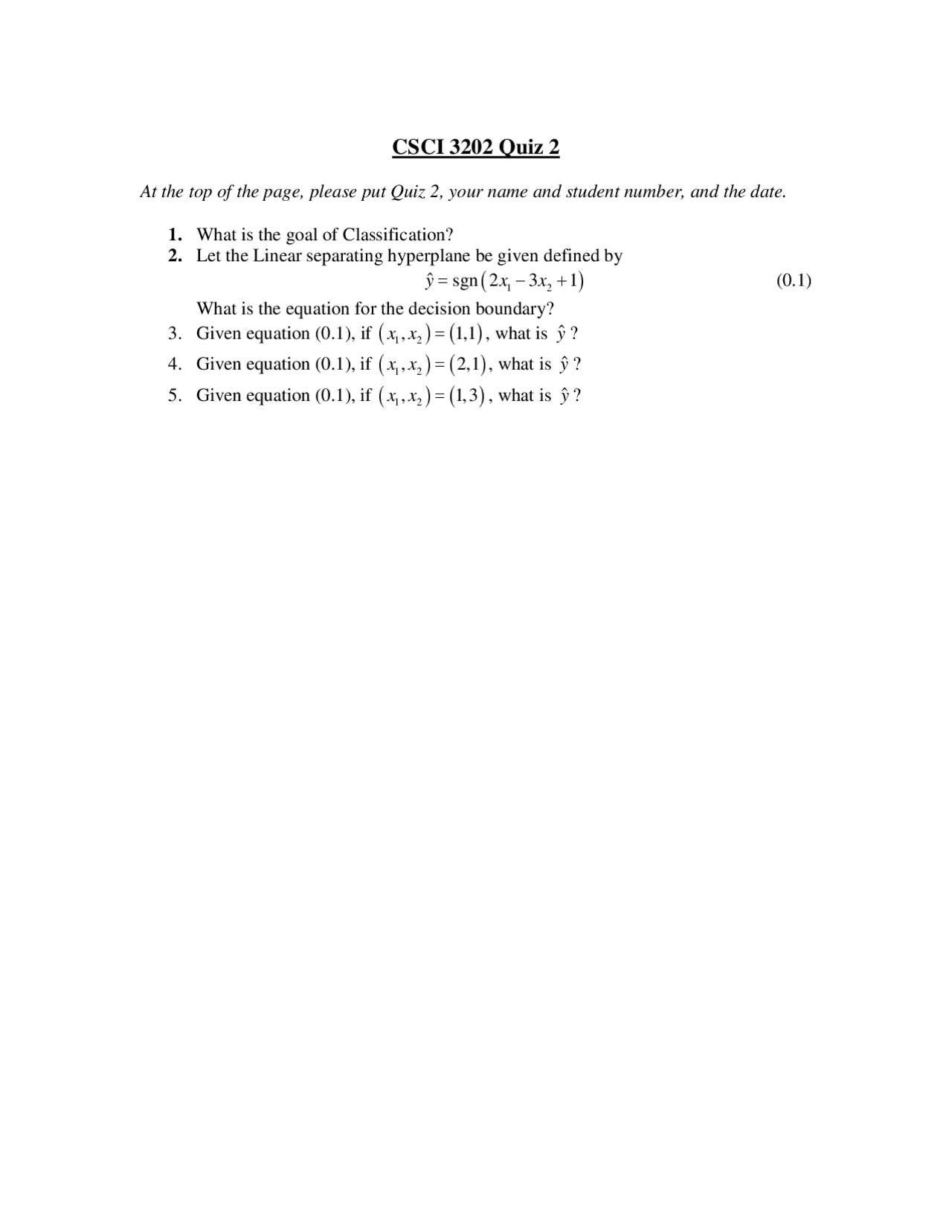 Quiz 2 Questions On Introduction To Artificial Intelligence Csci 3202