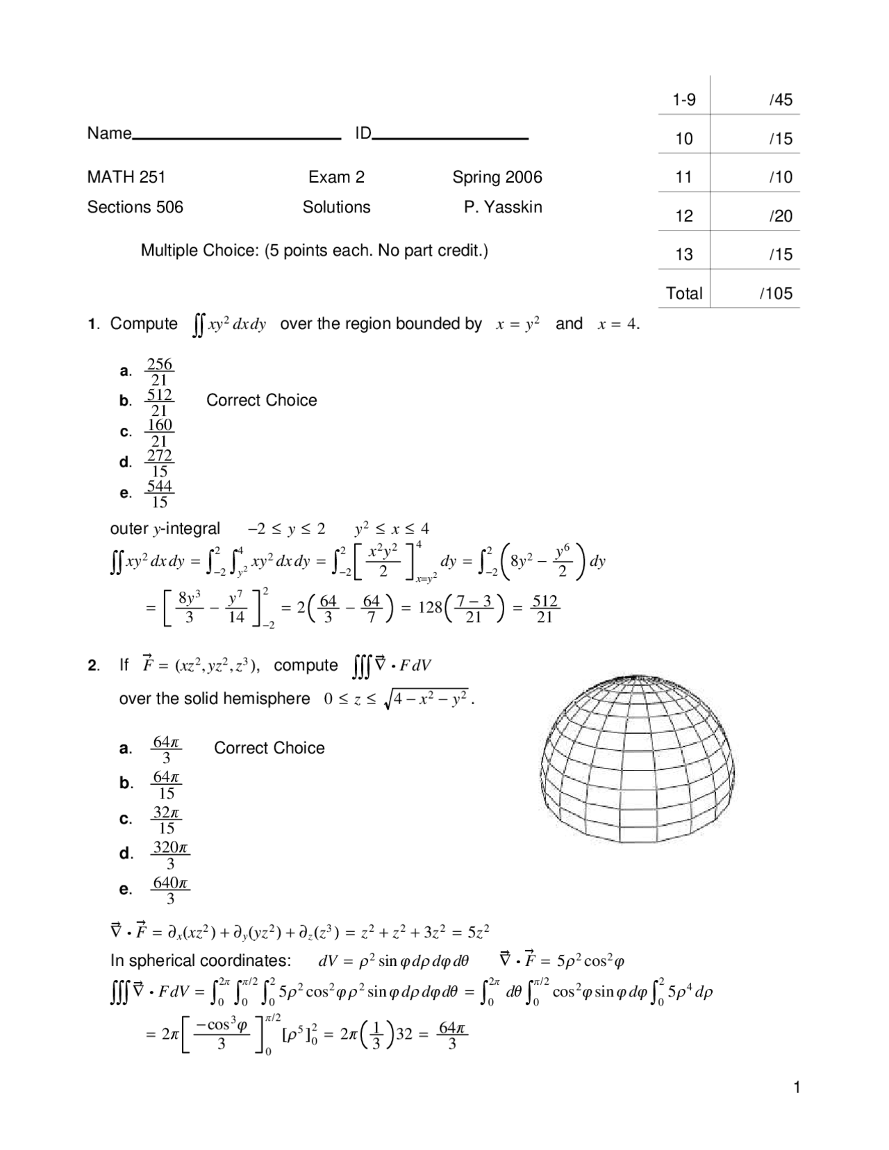 13 Questions With Solution Of Engineering Math Iii Exam 2 Math 251