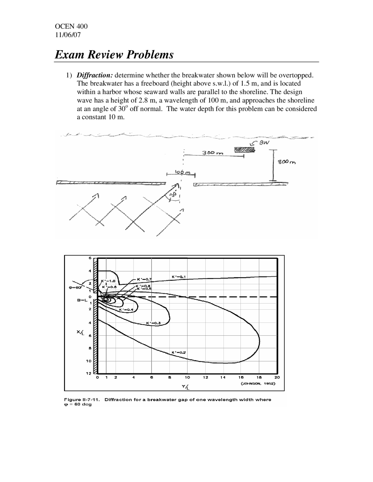 Exam Review Problems - Basic Coastal Engineering | OCEN 400 | Study ...