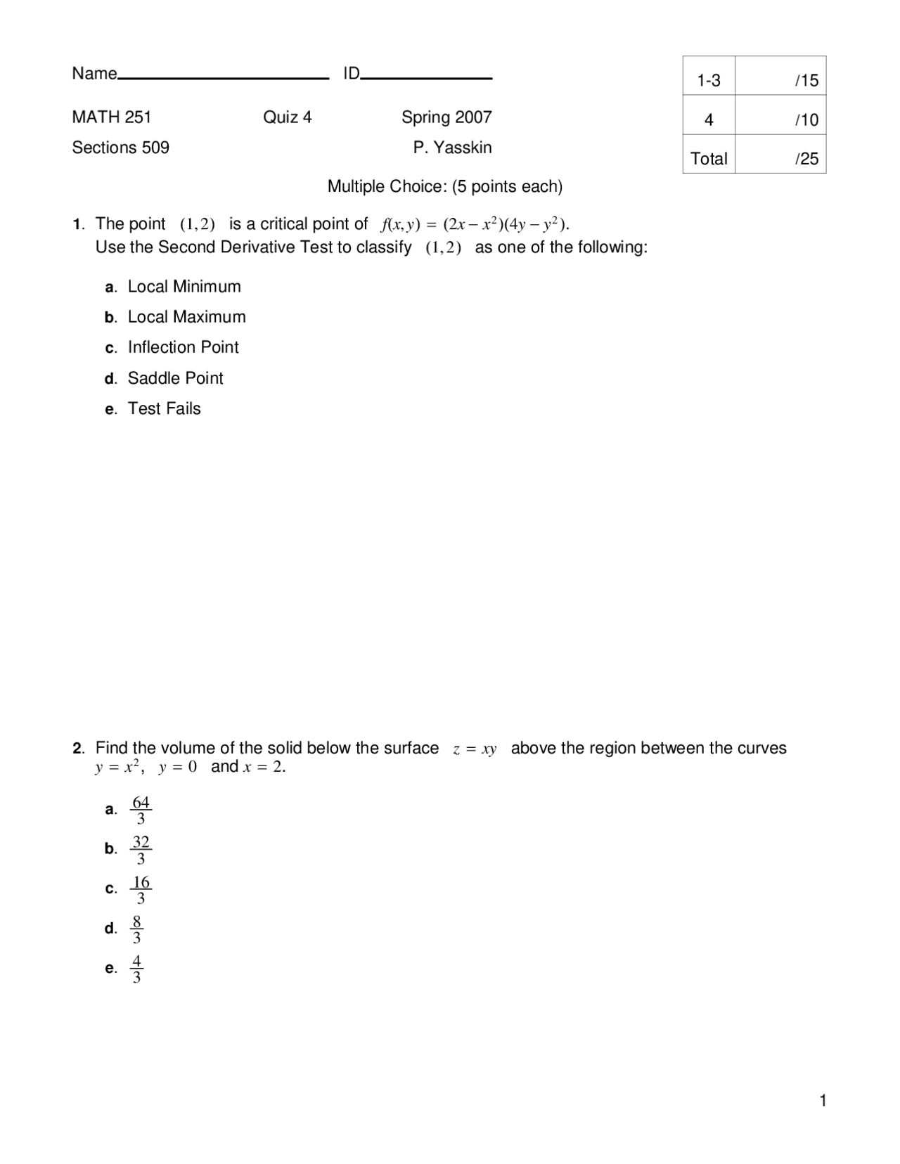 Quiz 4 Multiple Choice Questions Engineering Mathematics Iii Math