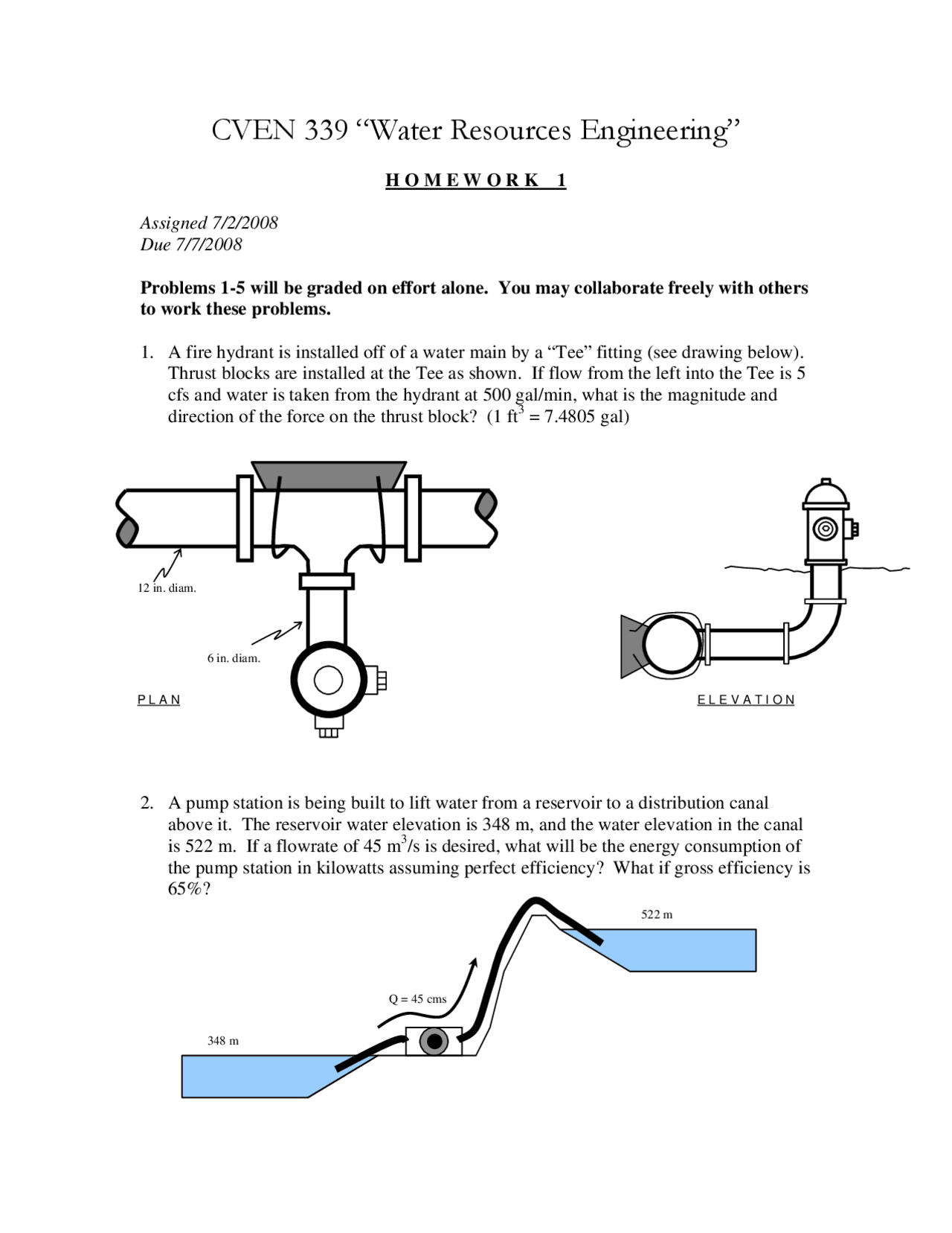 6 Problems In Water Resource Engineering Assignment 1 Cven 339