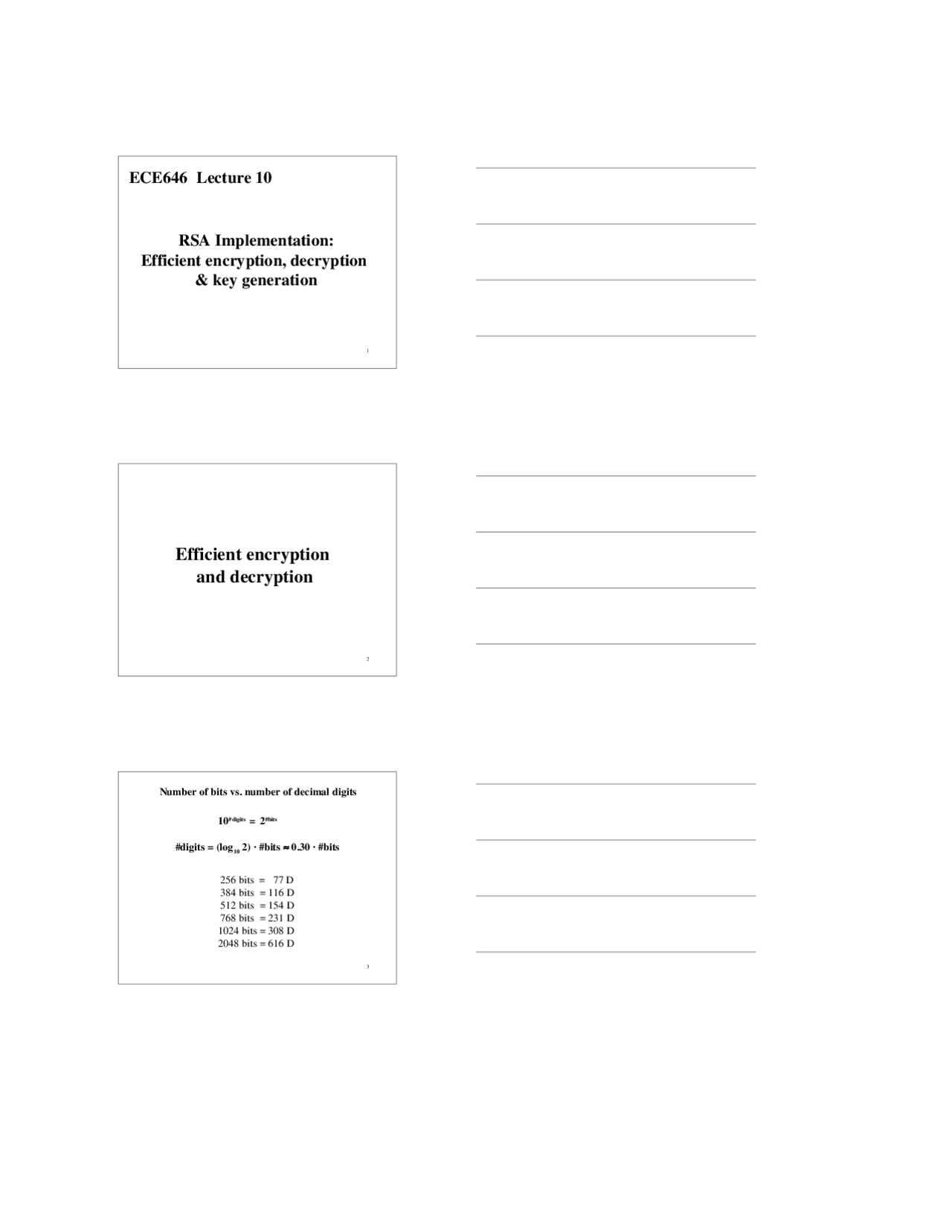 Slides On Efficient Encryption Decryption And Key Generation Ece 646