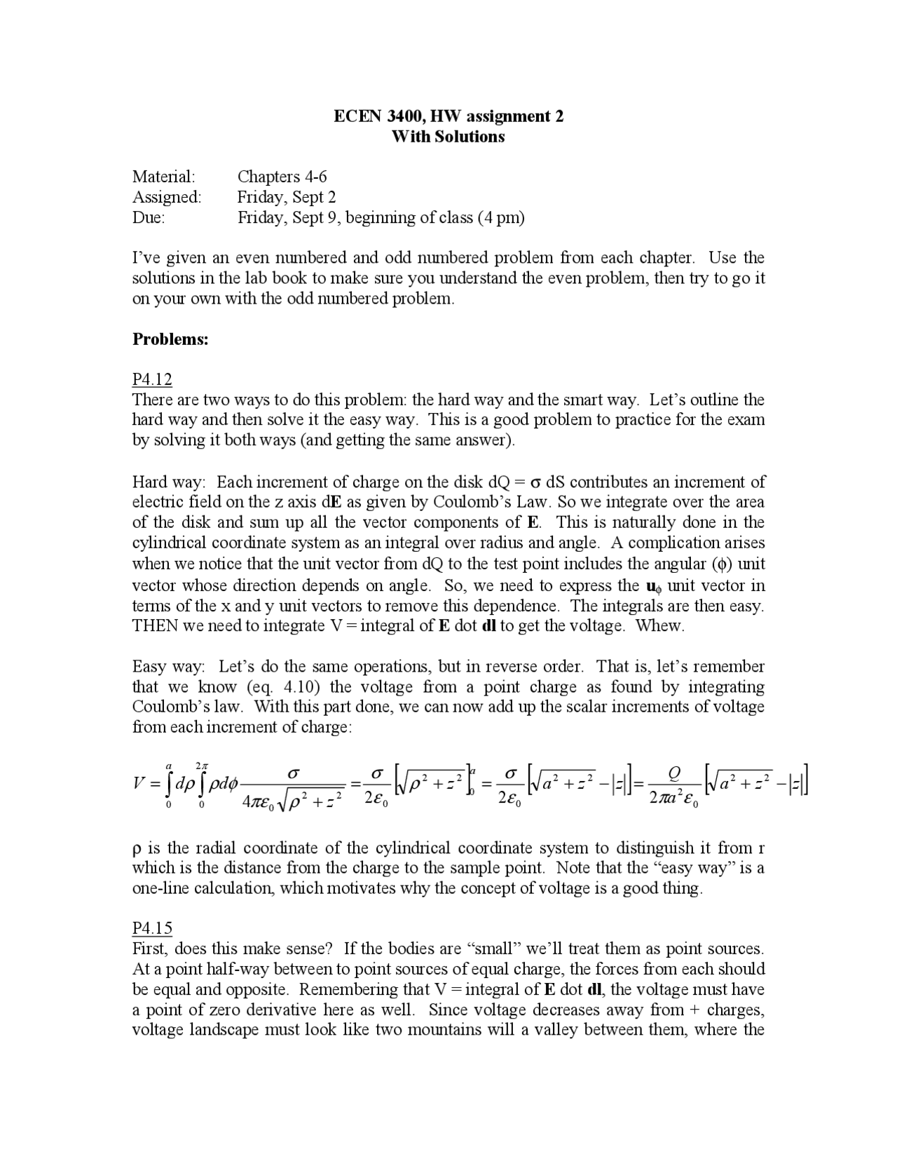 ECEN 3400 Homework Assignment 2: Solutions for Problems P4.12, P4.15, P5.12, and P5.17 - P ...