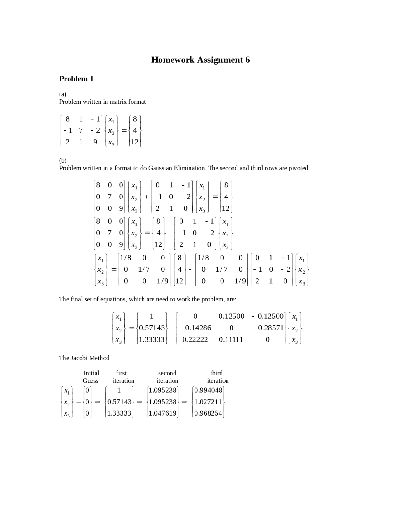3 Solved Problems On The Gaussian Elimination Homework 6 Cven 302
