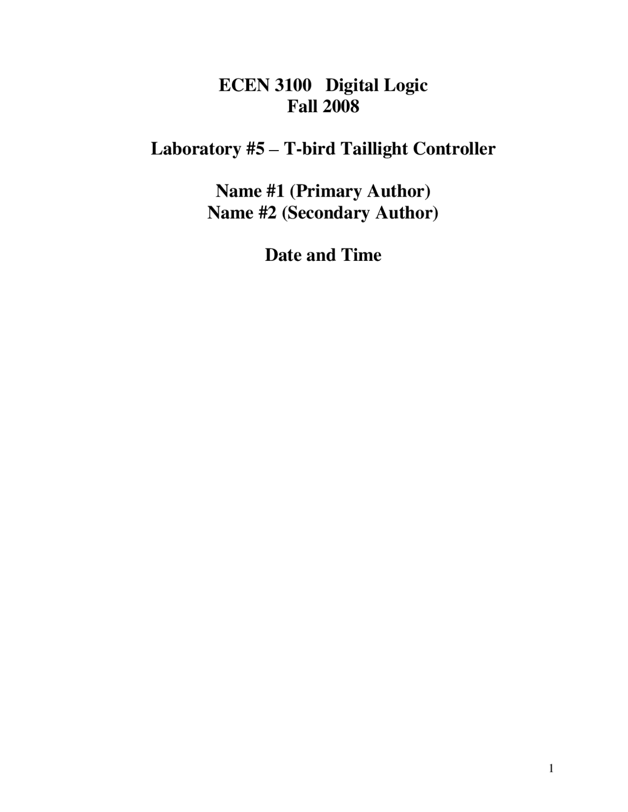 Laboratory 5 T Bird Tail Light Controller Digital Logic Ecen