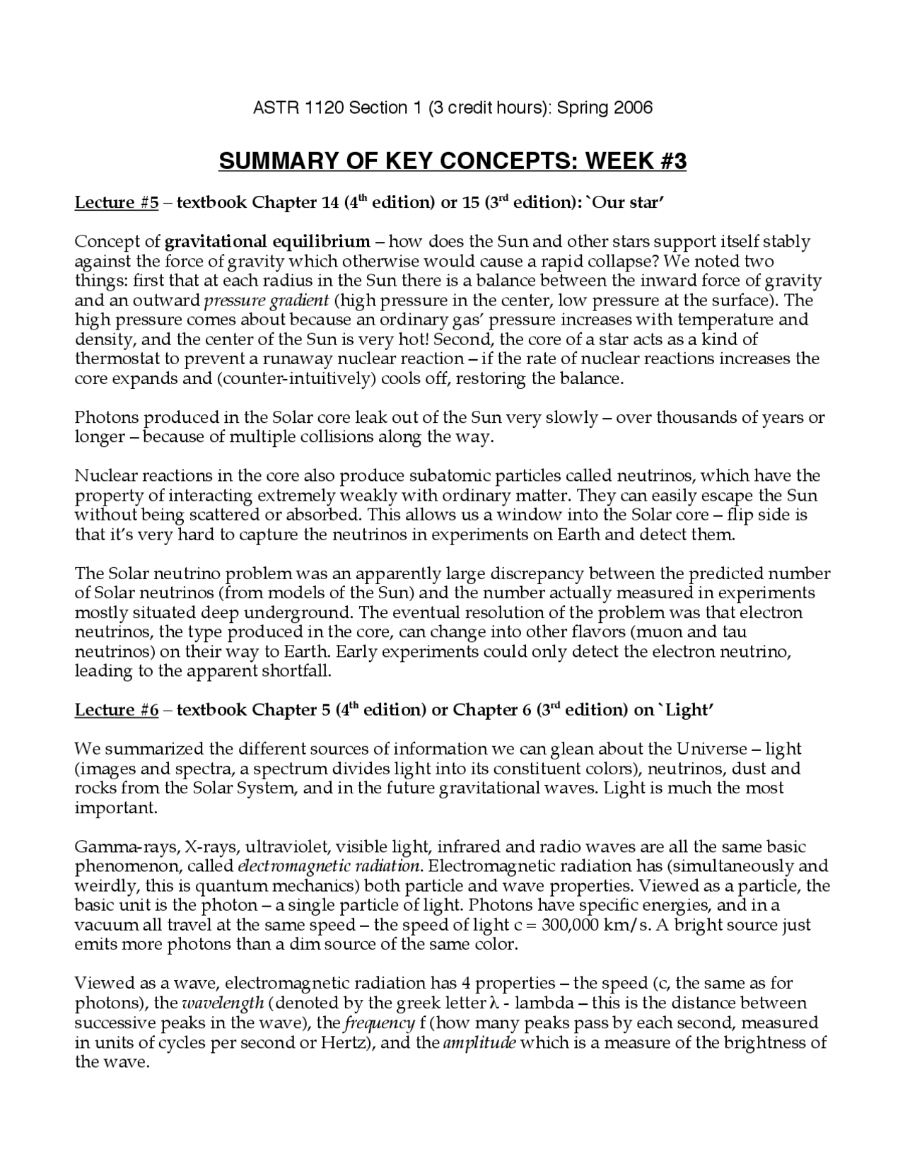 Notes On Stars Light General Astronomy Stars And Galaxies Astr