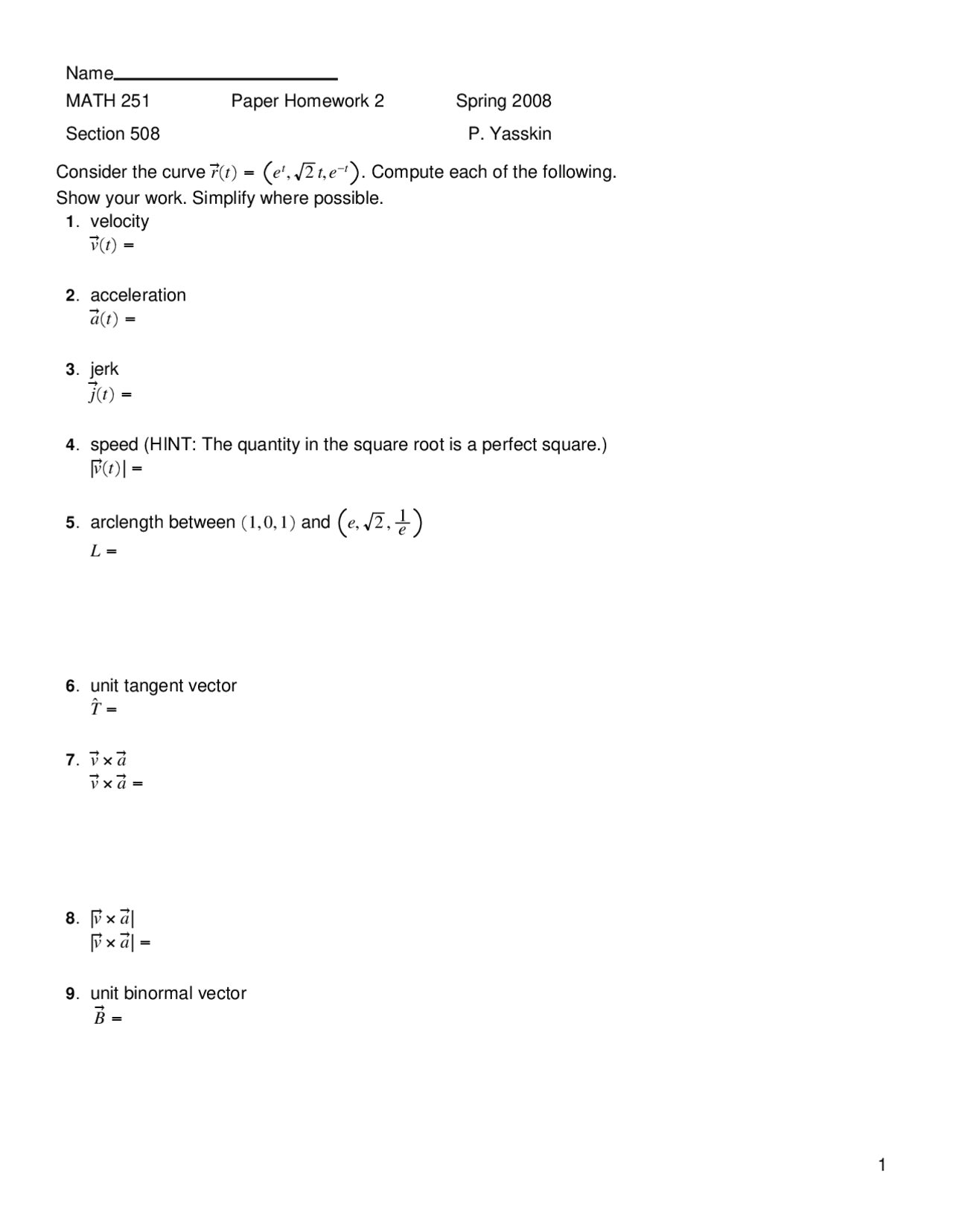 Questions For Homework 2 Honor Engineering Mathematics Ii Math 251