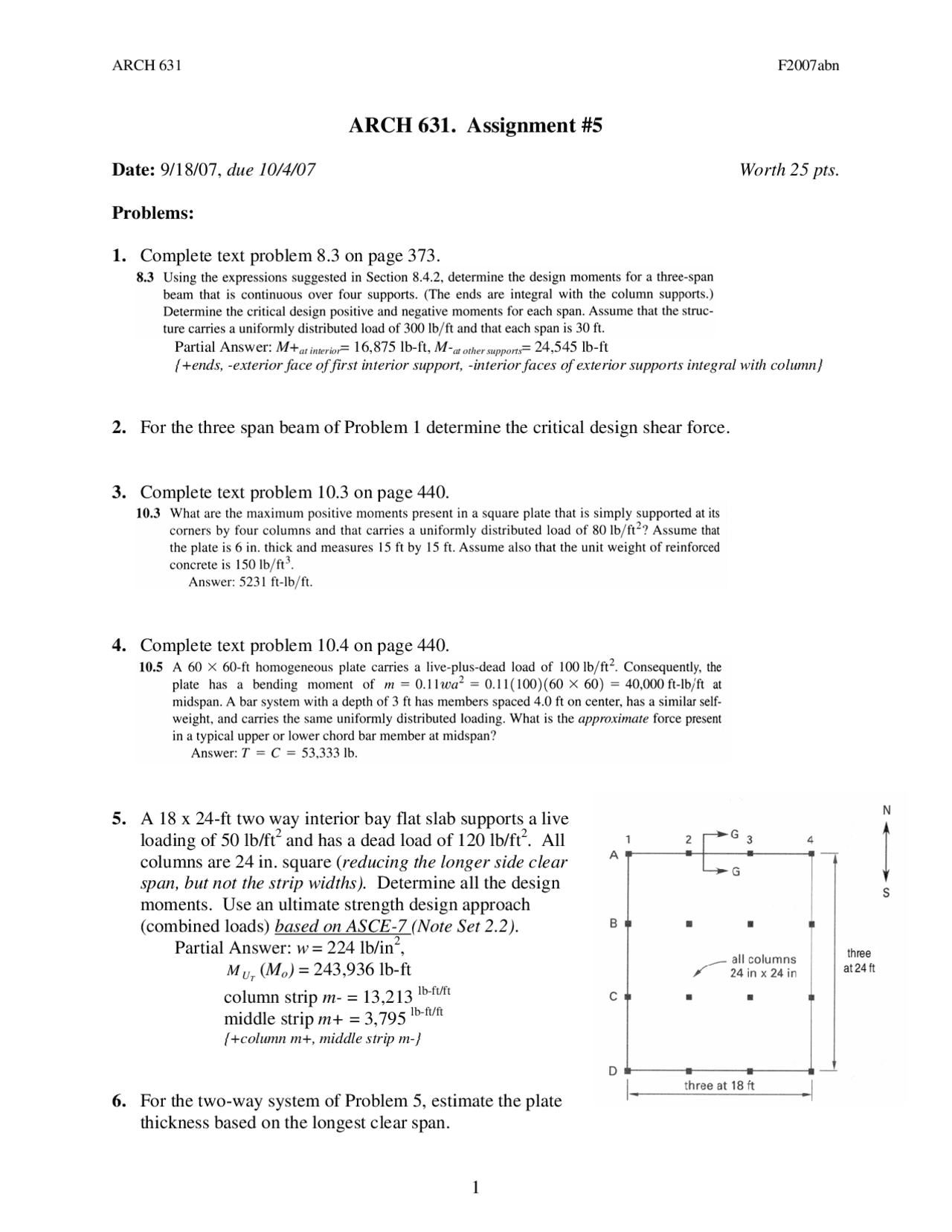 Applied Architecture Structures Solved Problem Set 5 Arch 631 Docsity
