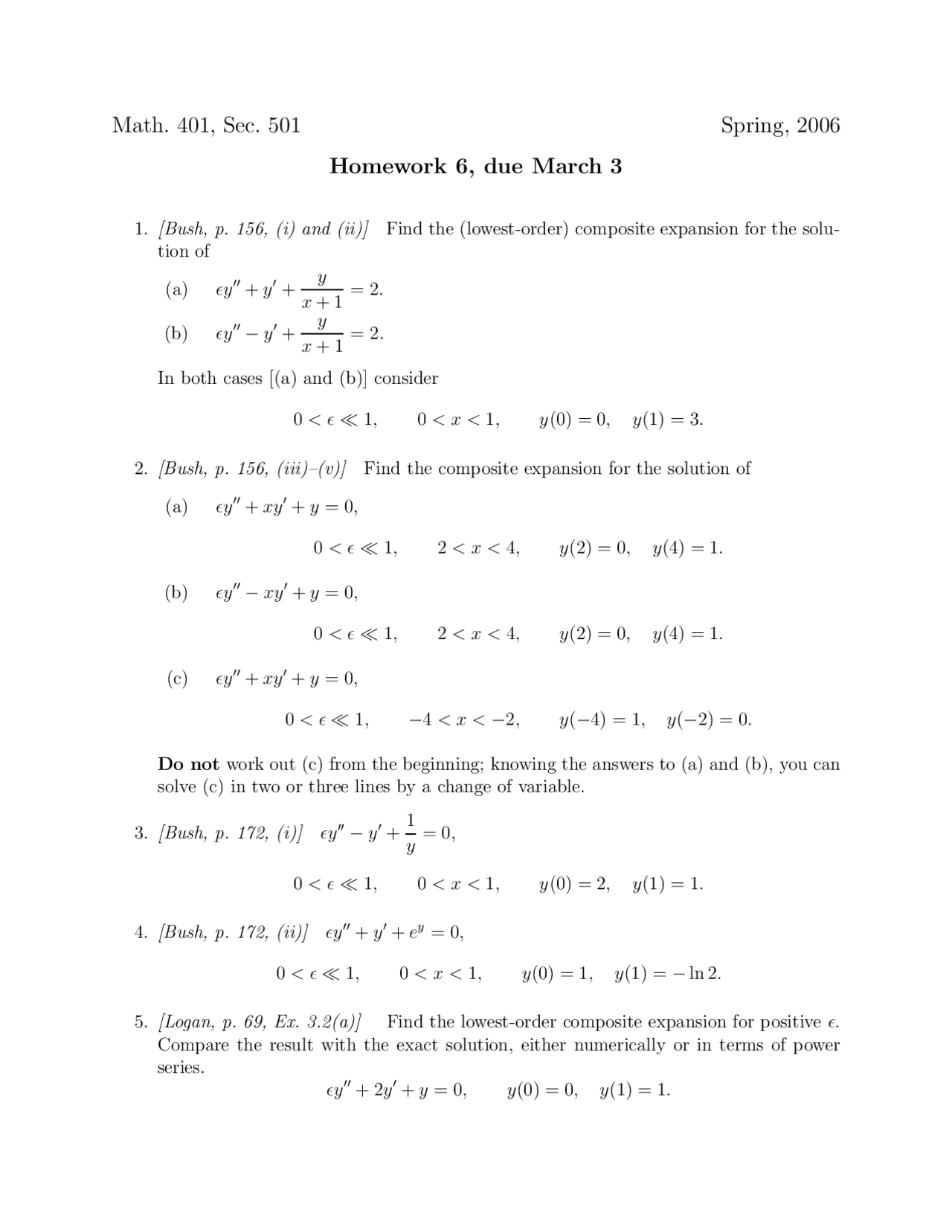 Advanced Engineering Mathematics Problem Set 6 Practice Math 401
