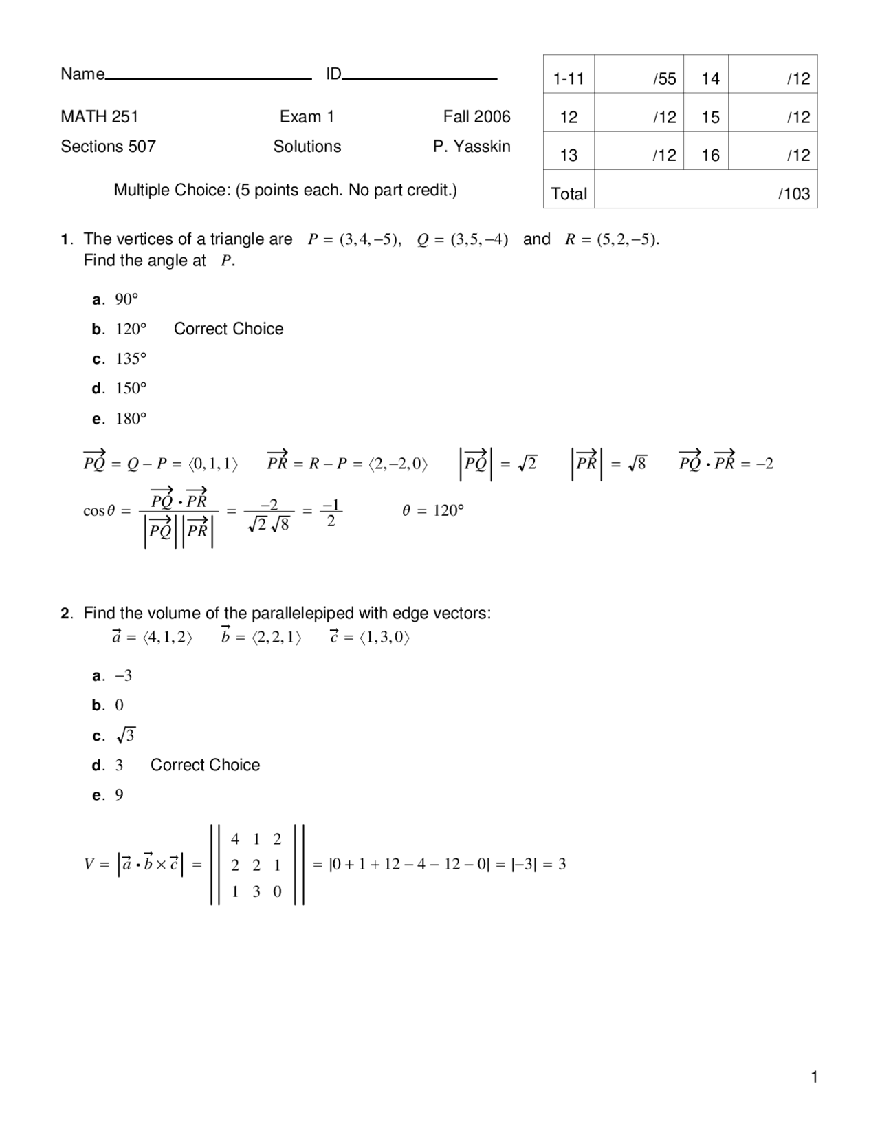 16 Questions With Solution Of Engineering Math Iii Exam 1 Math 251