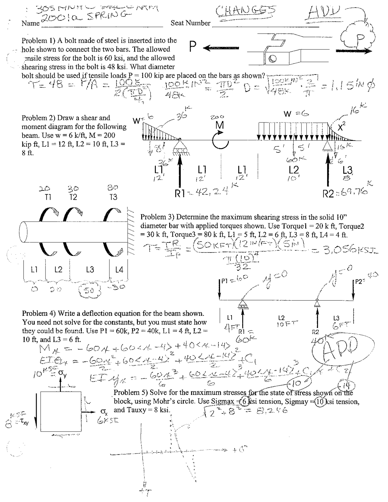 Mechanics of Materials - Practice Exam Questions with Solutions | CVEN ...