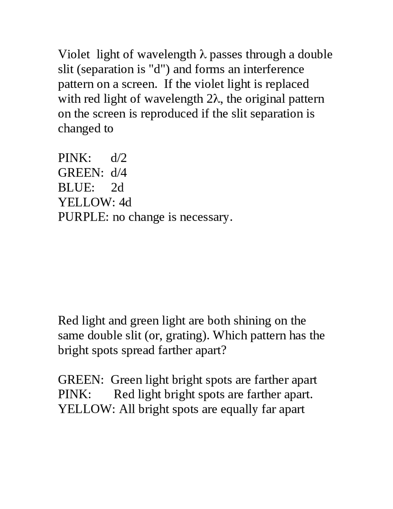 Notes On Laser Light Wavelength General Physics 2 Phys 2020 Docsity