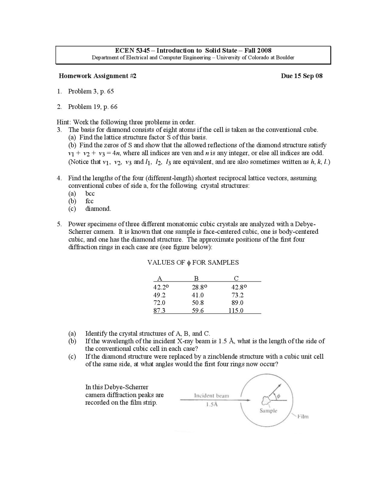 Homework 2 Introduction To Solid State Ecen 5345 Docsity