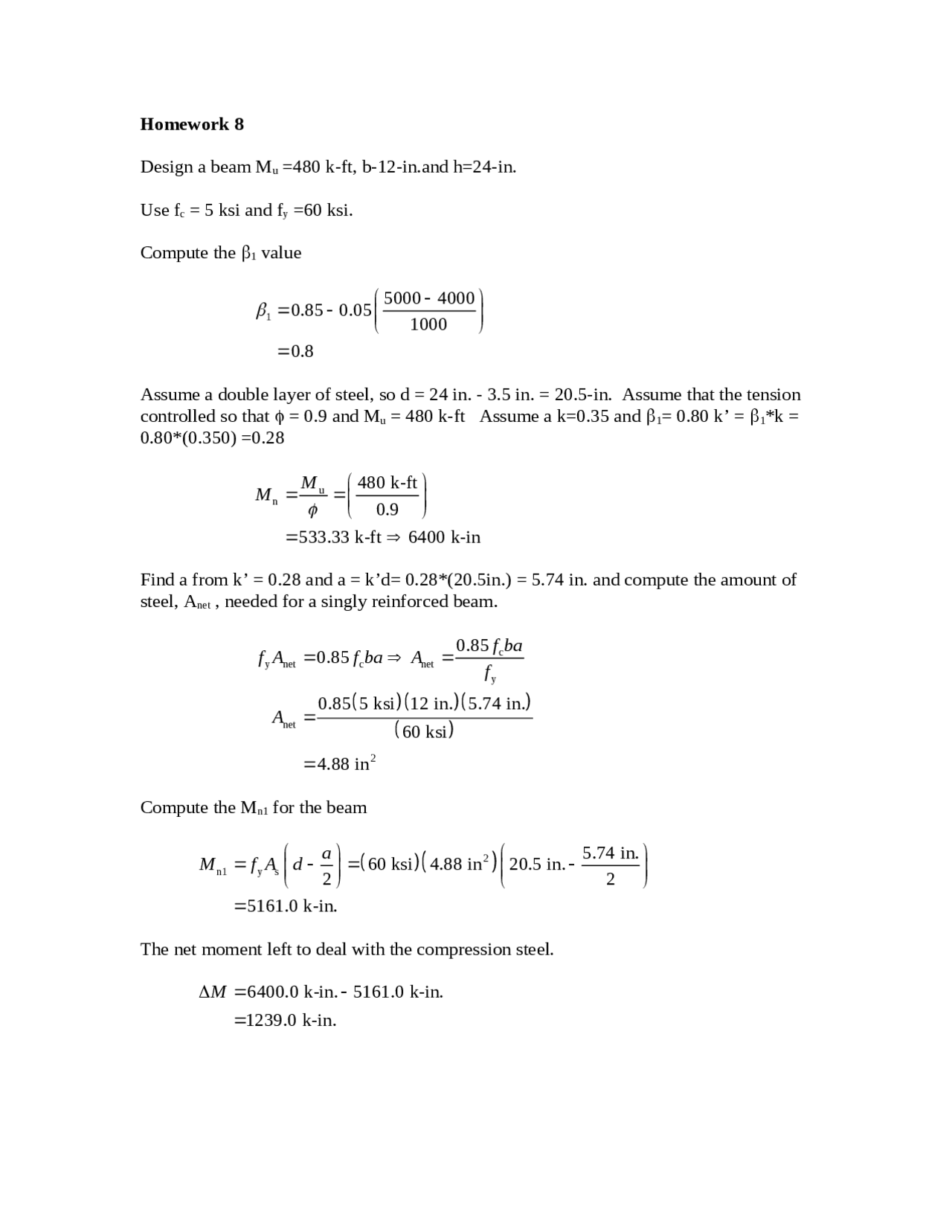 Solved Quadratic Equations In Structure Concrete Design Cven 444