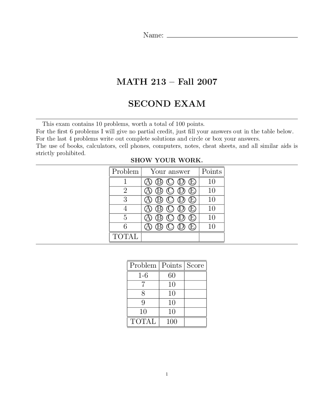 10 Solved Problems Examination 2 Math 213 Docsity