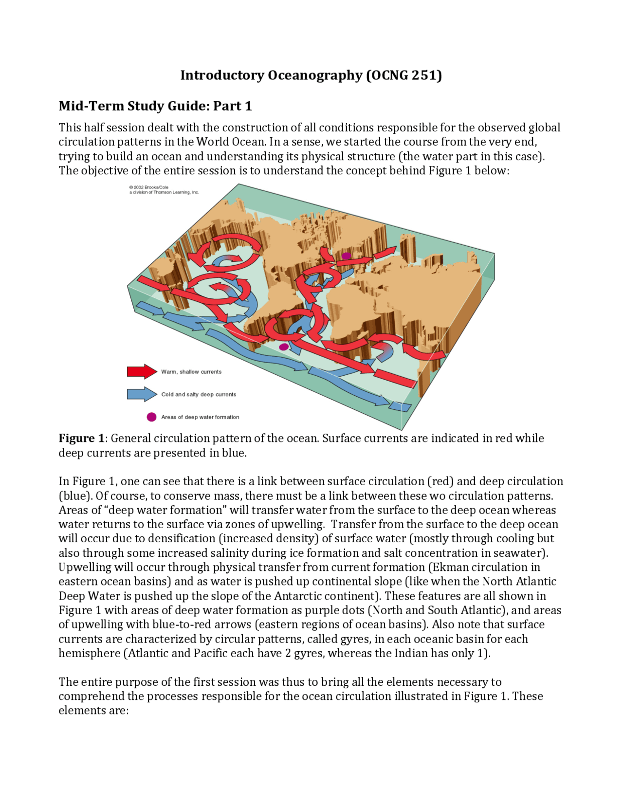 Introductory Oceanography - Midterm Study Guide, Part 1 | OCNG 251 ...