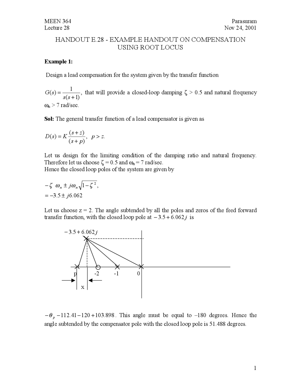 4 Examples With Solution Of Control System Design Meen 651 Docsity