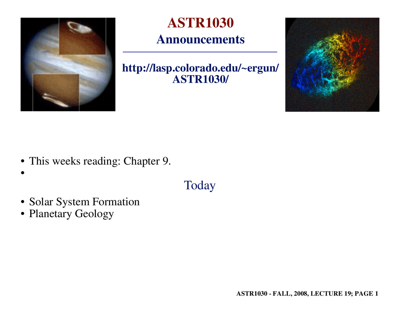 Slides on Chaos - Solar System Formation and Planetary Geology | ASTR ...