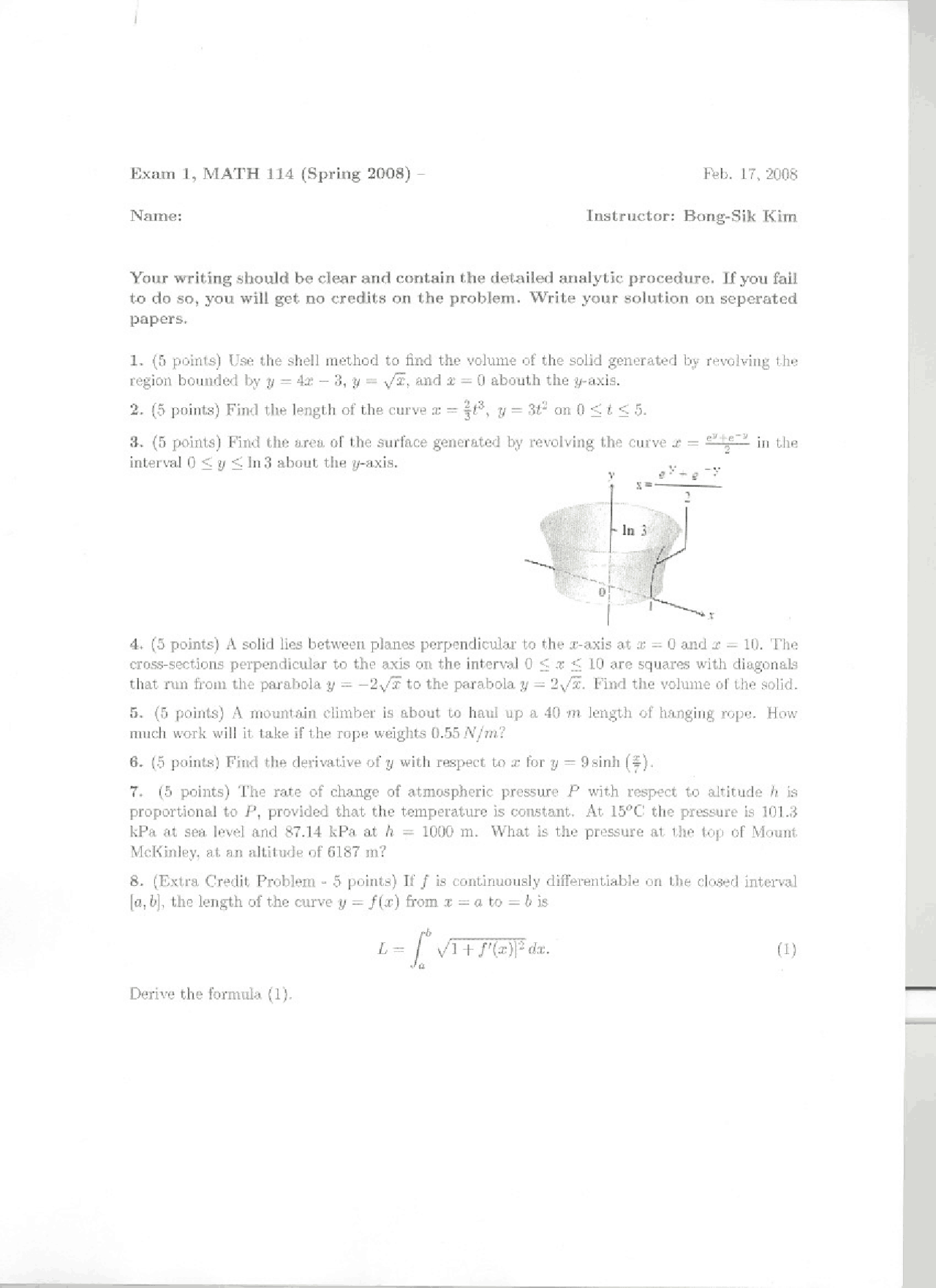 8 Solved Problems on Cross Section Perpendicular - Exam 1 | MATH 114 ...